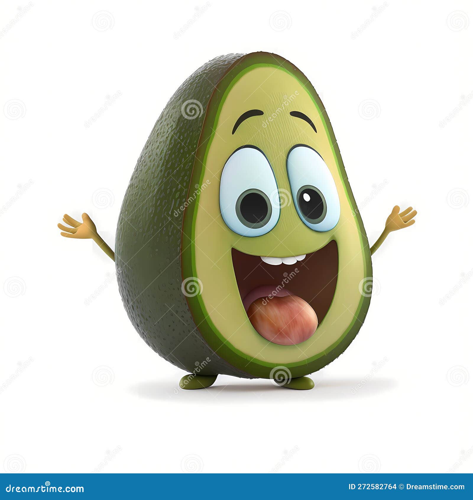 Happy Avocado Cartoon. Generative AI Stock Illustration - Illustration ...