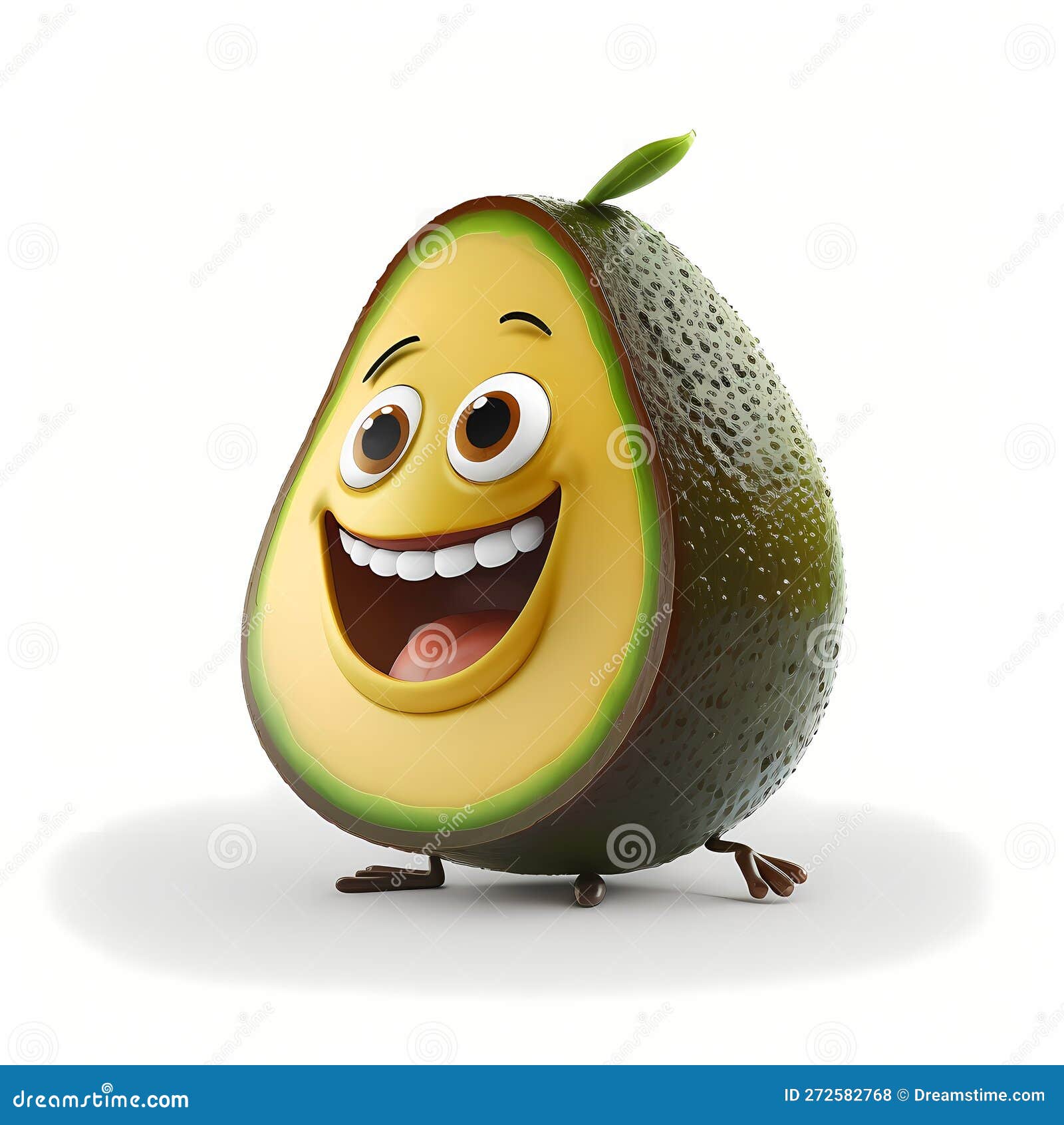 Happy Avocado Cartoon. Generative AI Stock Illustration - Illustration ...