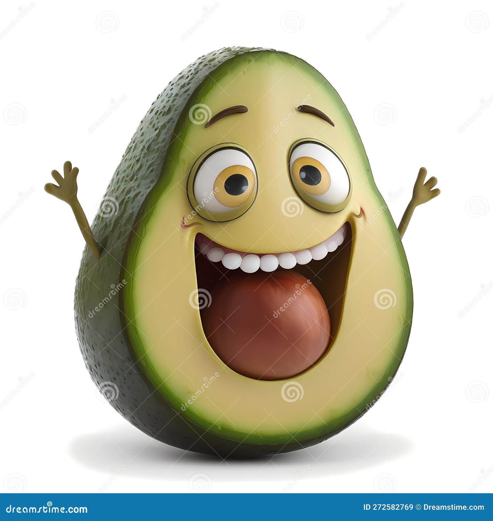 Happy Avocado Cartoon. Generative AI Stock Illustration - Illustration ...