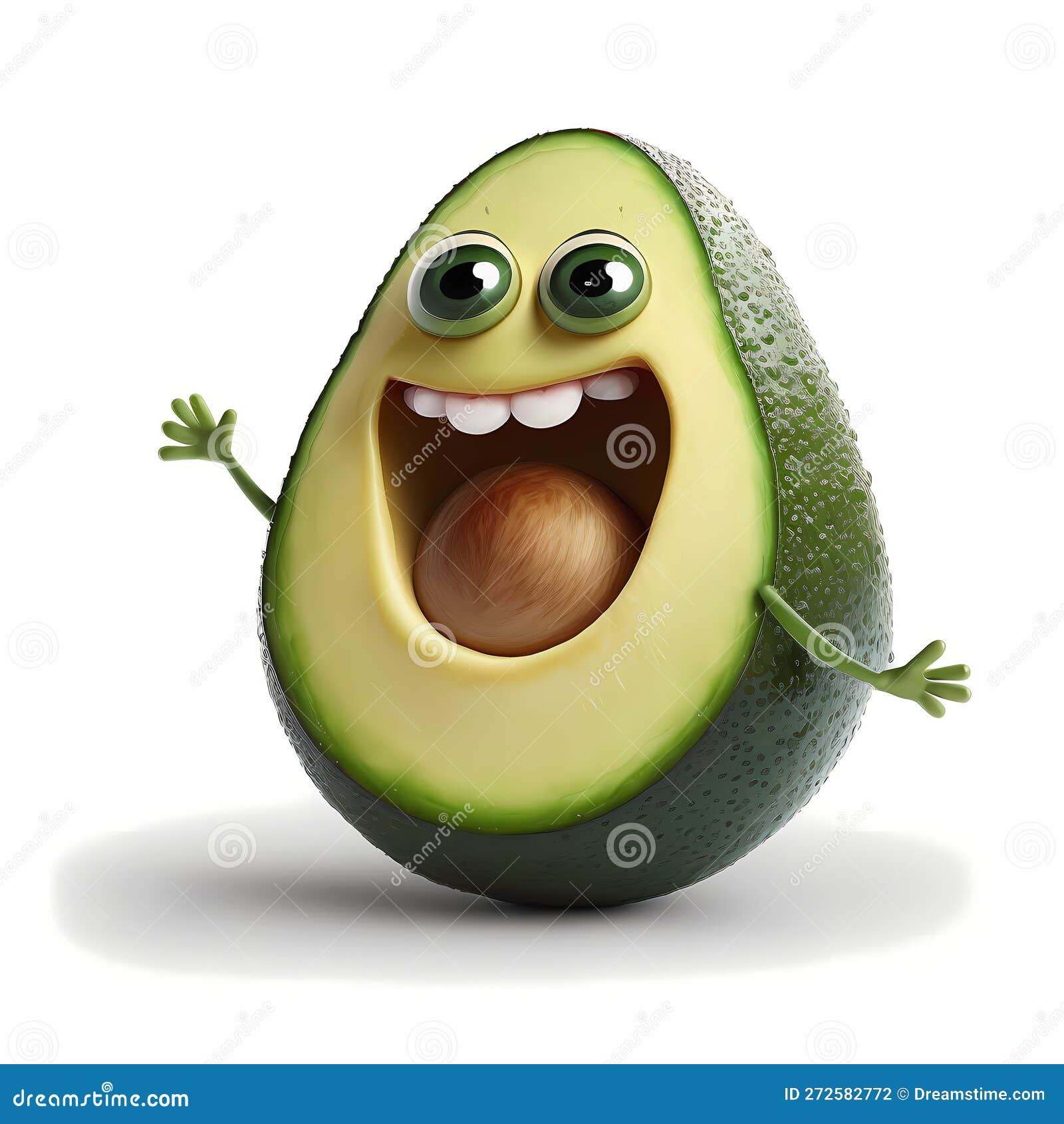 Happy Avocado Cartoon. Generative AI Stock Illustration - Illustration ...