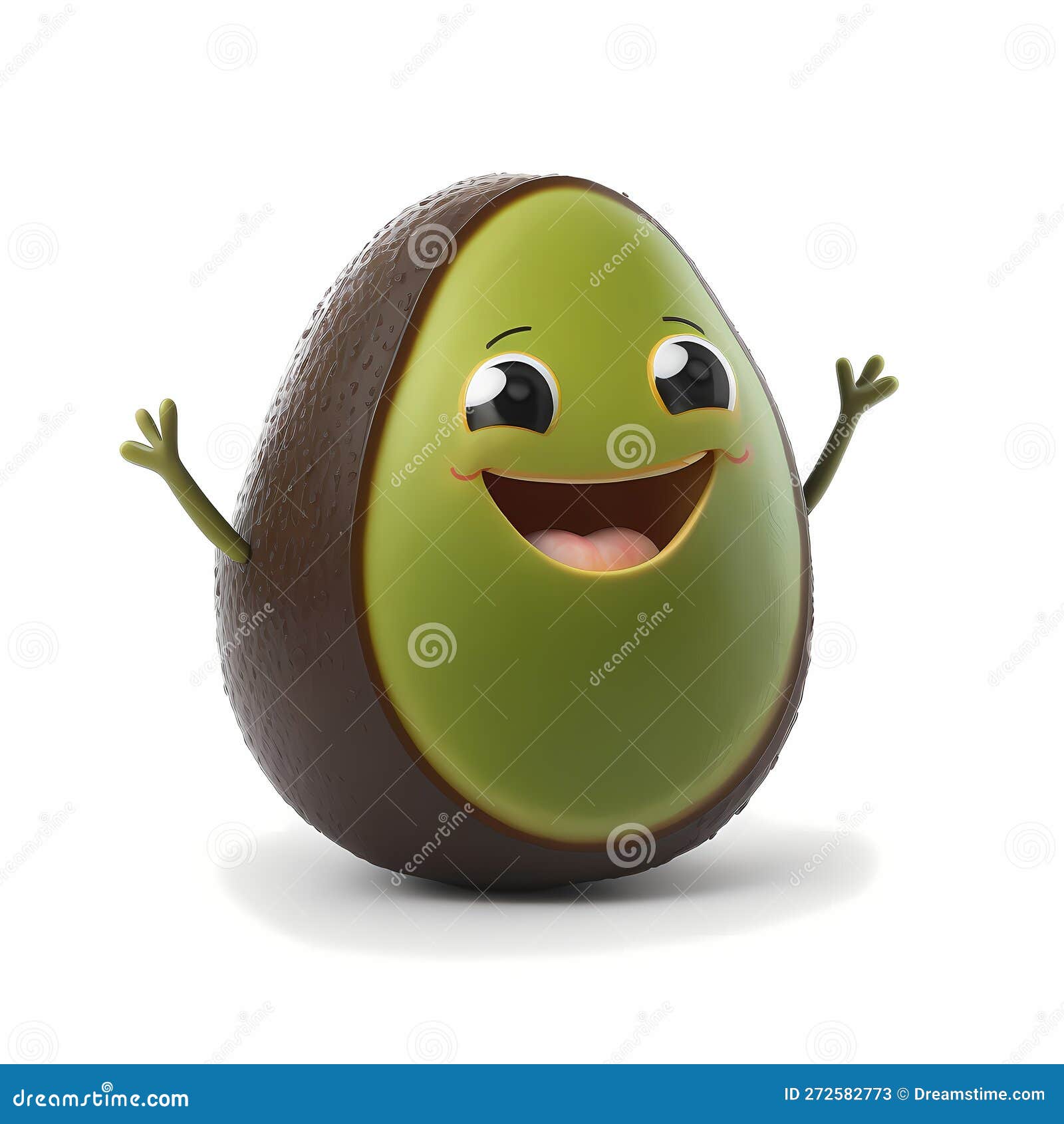 Happy Avocado Cartoon. Generative AI Stock Illustration - Illustration ...