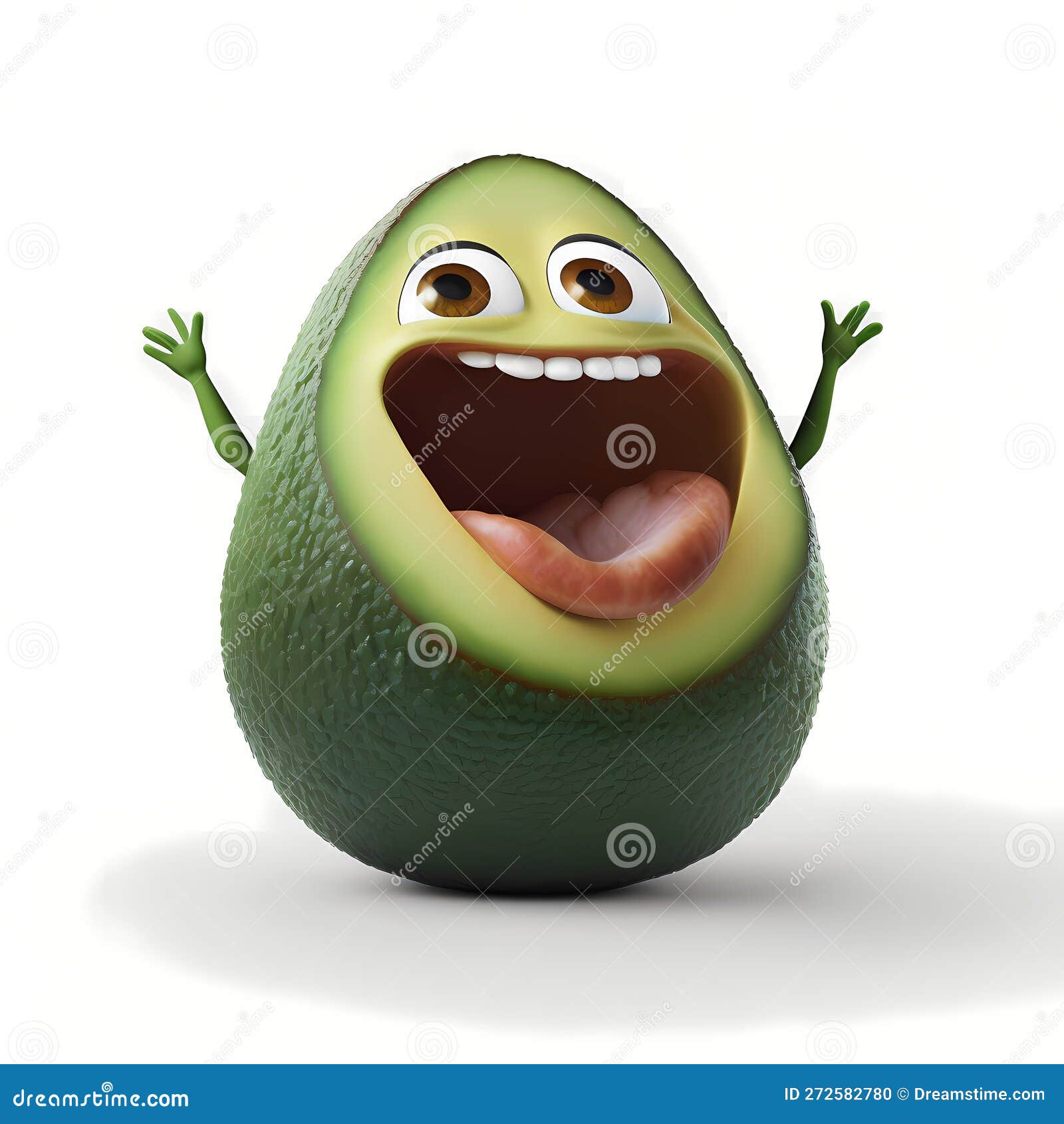 Happy Avocado Cartoon. Generative AI Stock Illustration - Illustration ...
