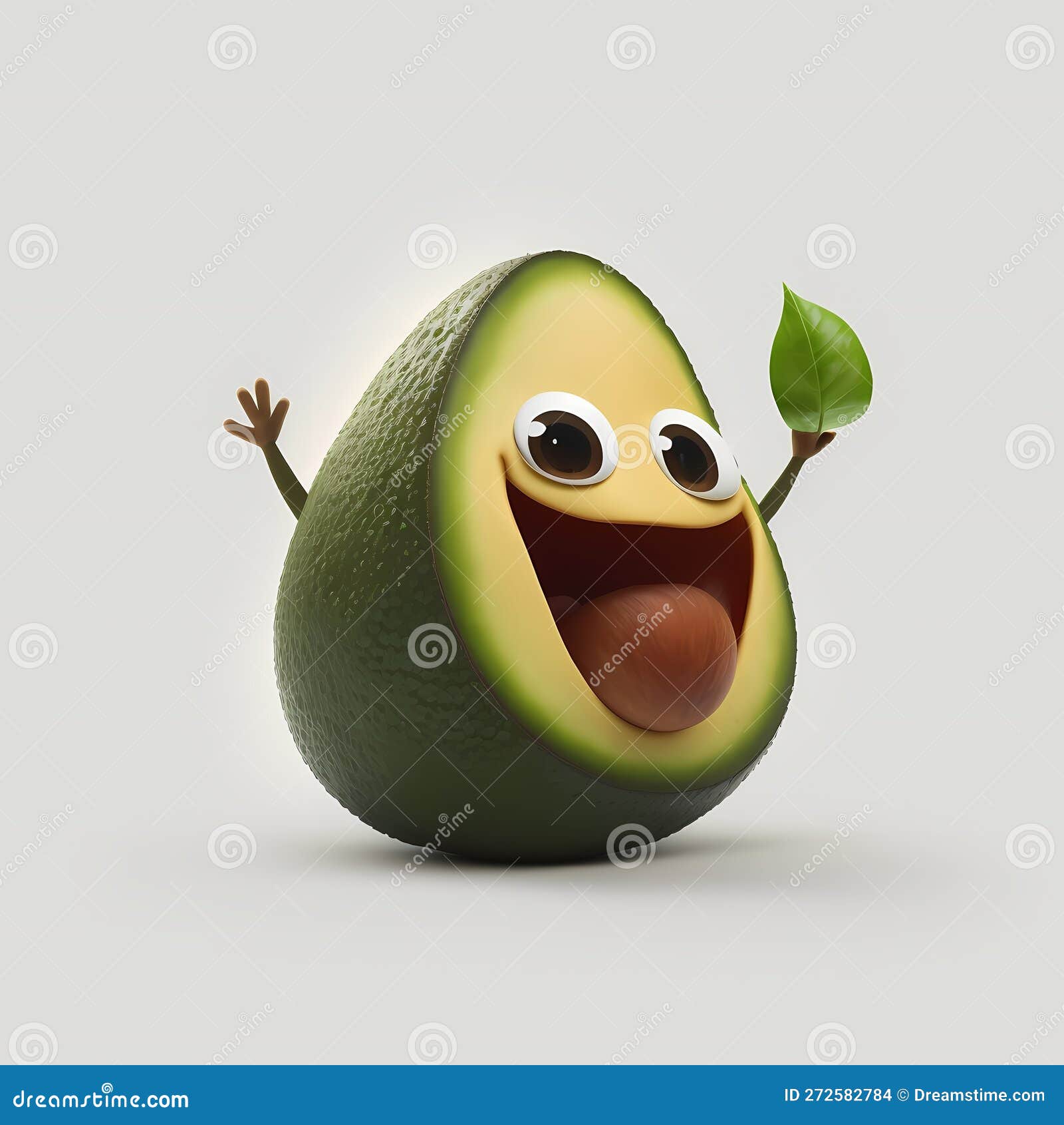 Happy Avocado Cartoon. Generative AI Stock Illustration - Illustration ...