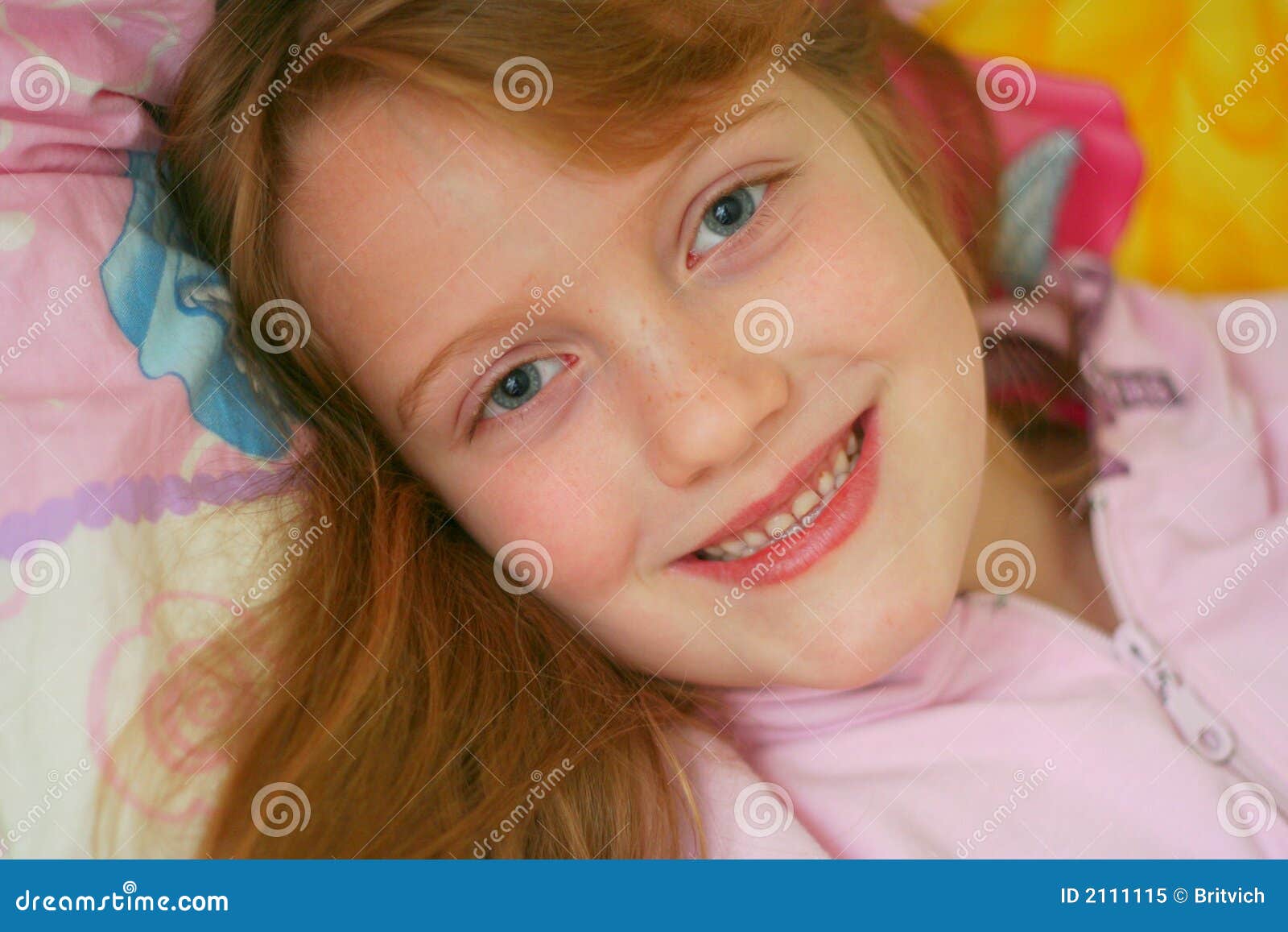 Happy awake girl stock image. Image of sleeping, white - 2111115