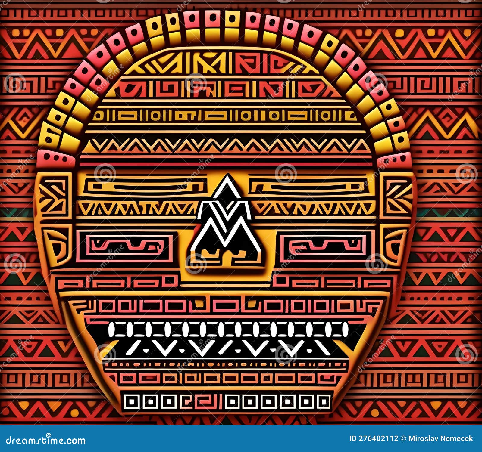 Happy Aztec Face Emoji, Generative AI Illustration Stock Illustration ...