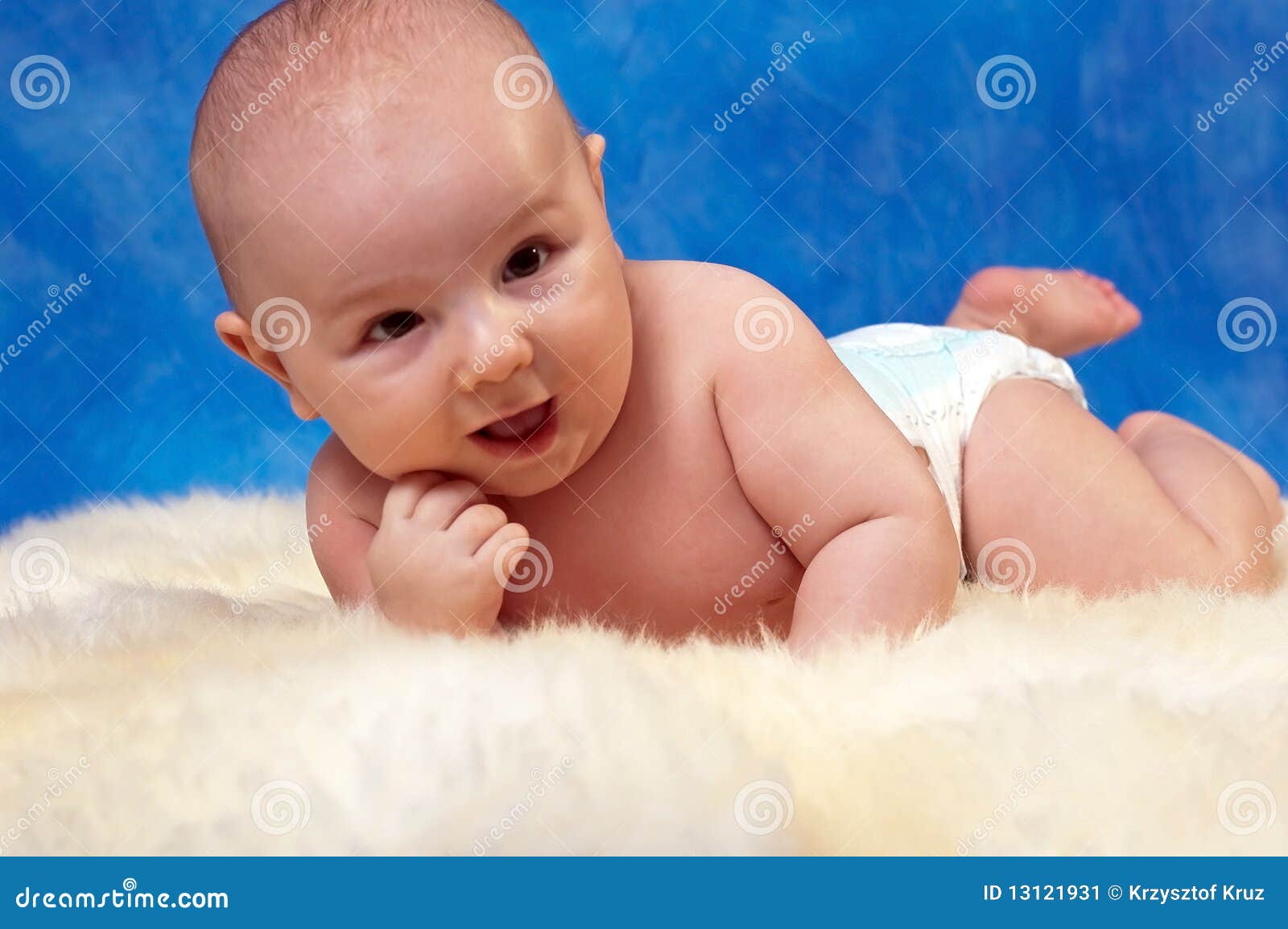 Happy baby stock image. Image of background, infant, blue - 13121931