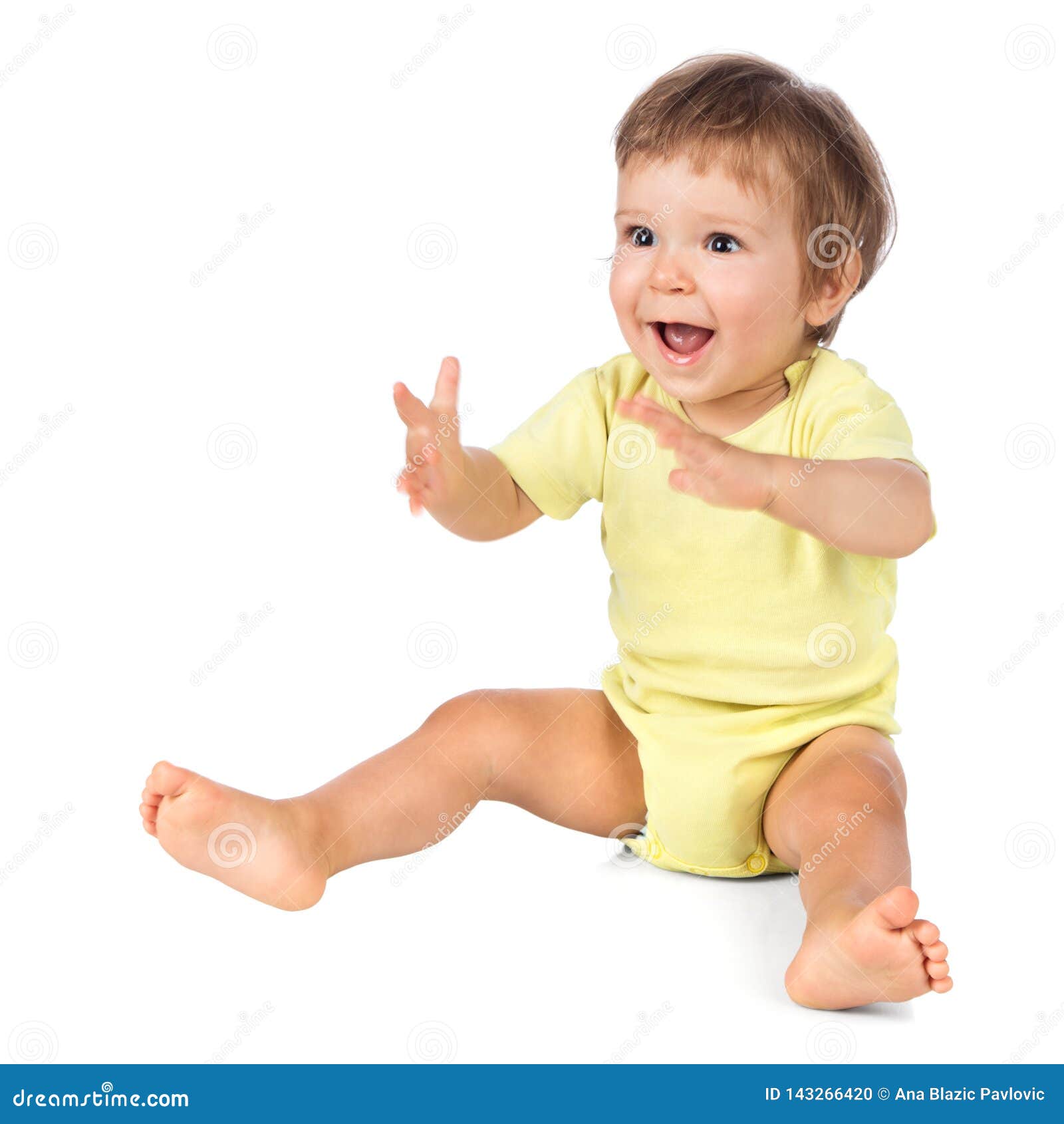 Portrait of a happy baby stock photo. Image of hair - 143266420