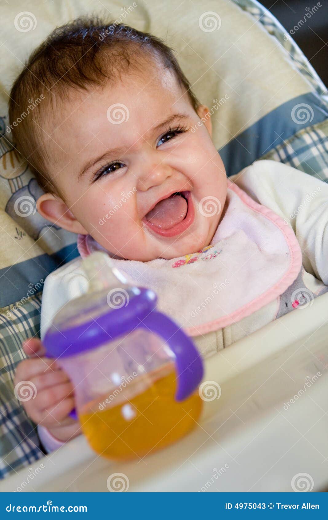 Happy Baby stock image. Image of highchair, laugh, sippy - 4975043