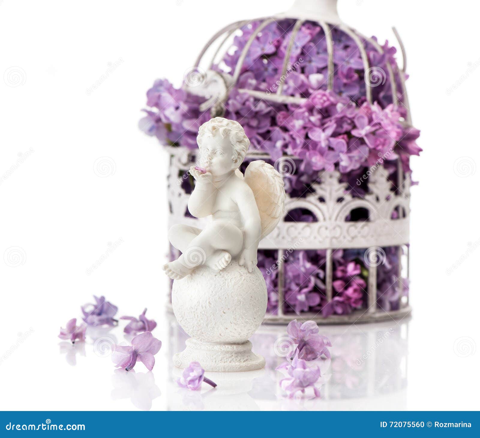 Happy baby angel statue stock photo. Image of lilac, isolated - 72075560