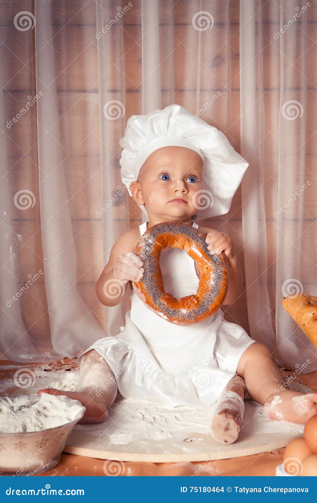 Happy baby baker stock photo. Image of cooking, kitchen - 75180464