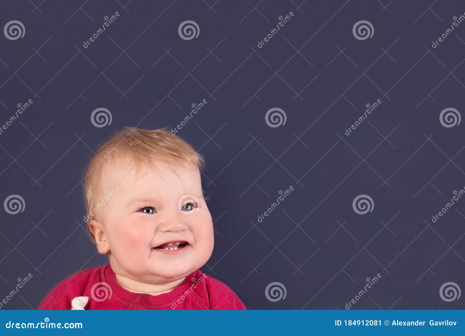 Happy Baby on a Blue Background Stock Image - Image of adorable, little ...