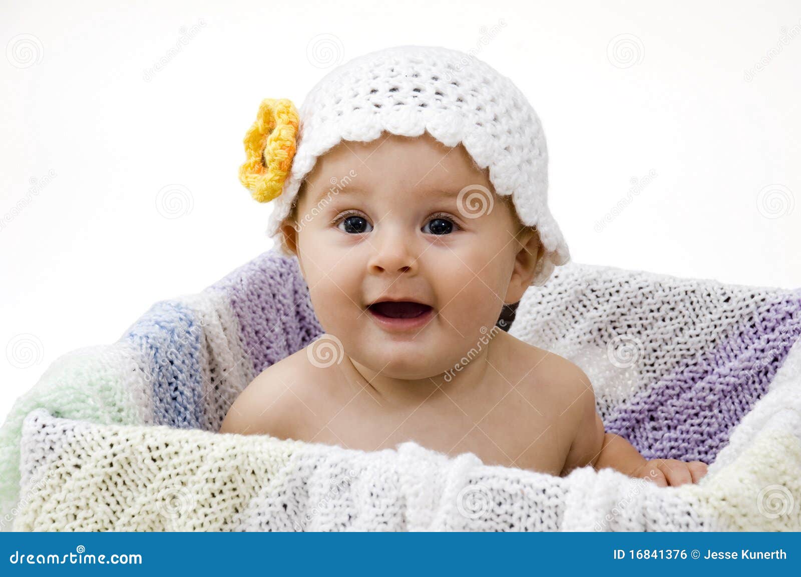 Happy Baby in Box stock photo. Image of girl, yellow - 16841376