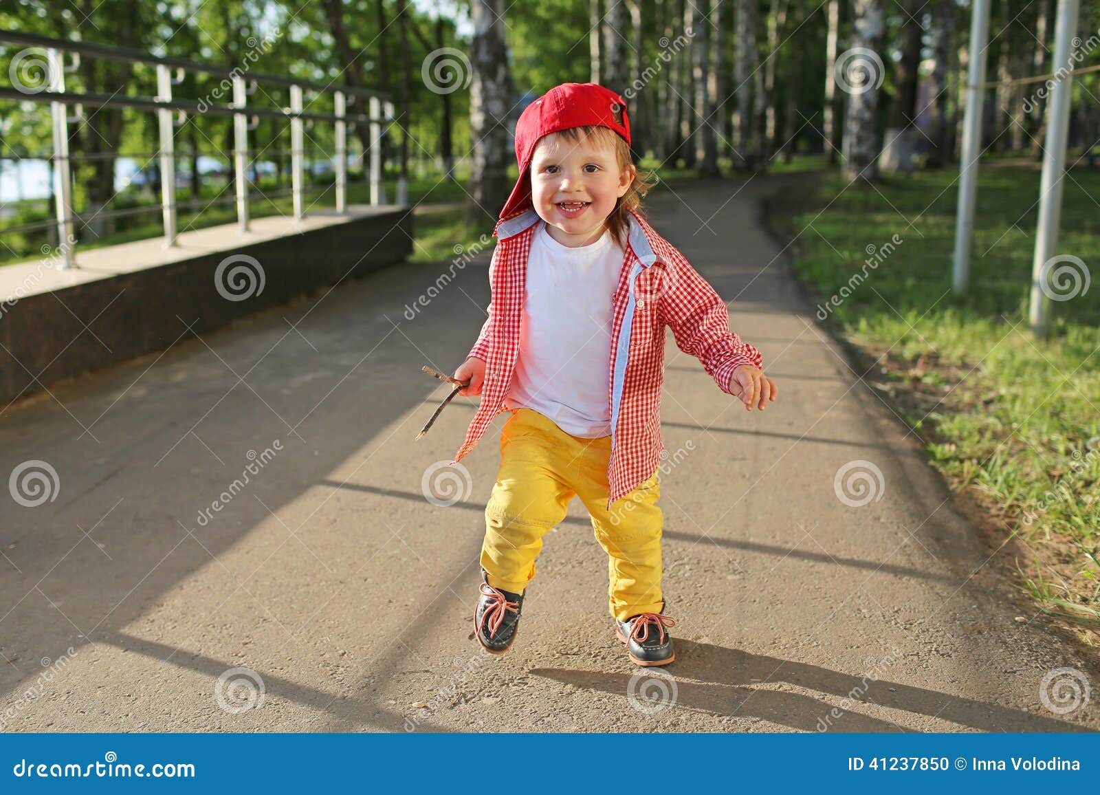 Happy Baby Boy Running Outdoors Stock Photo - Image of year, running ...