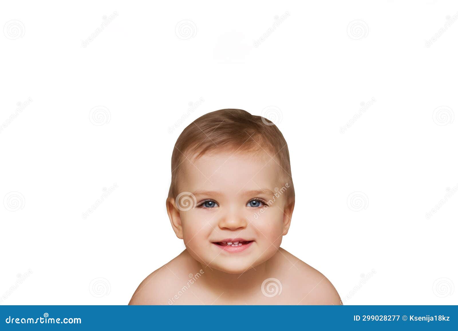 Happy Baby Child on White Background Stock Image - Image of face, head ...