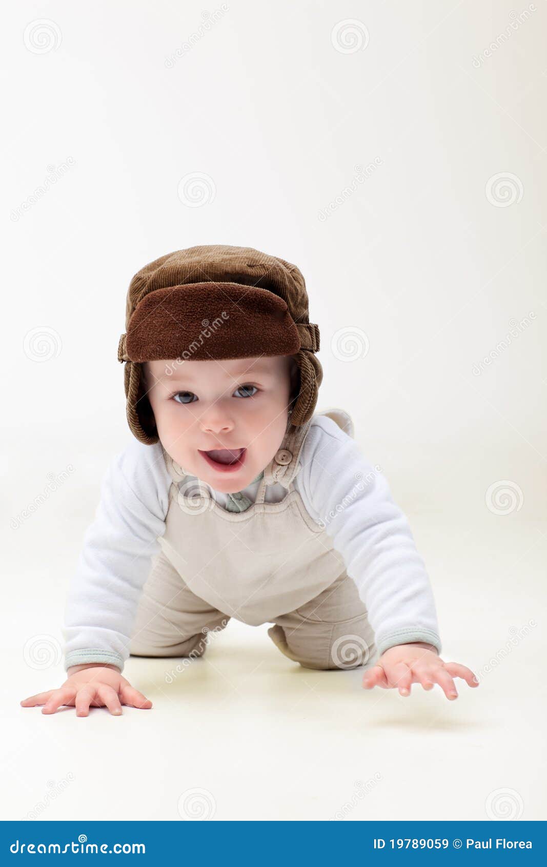 Happy baby crawling stock image. Image of blond, female - 19789059