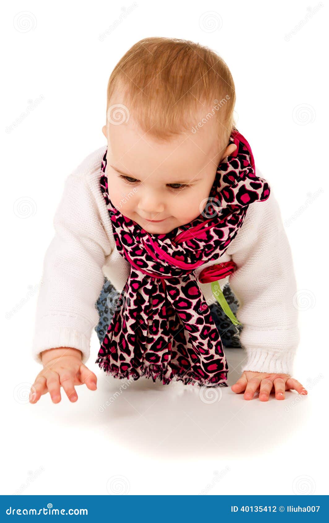 Happy Baby Crawling on the Floor Stock Photo - Image of little ...