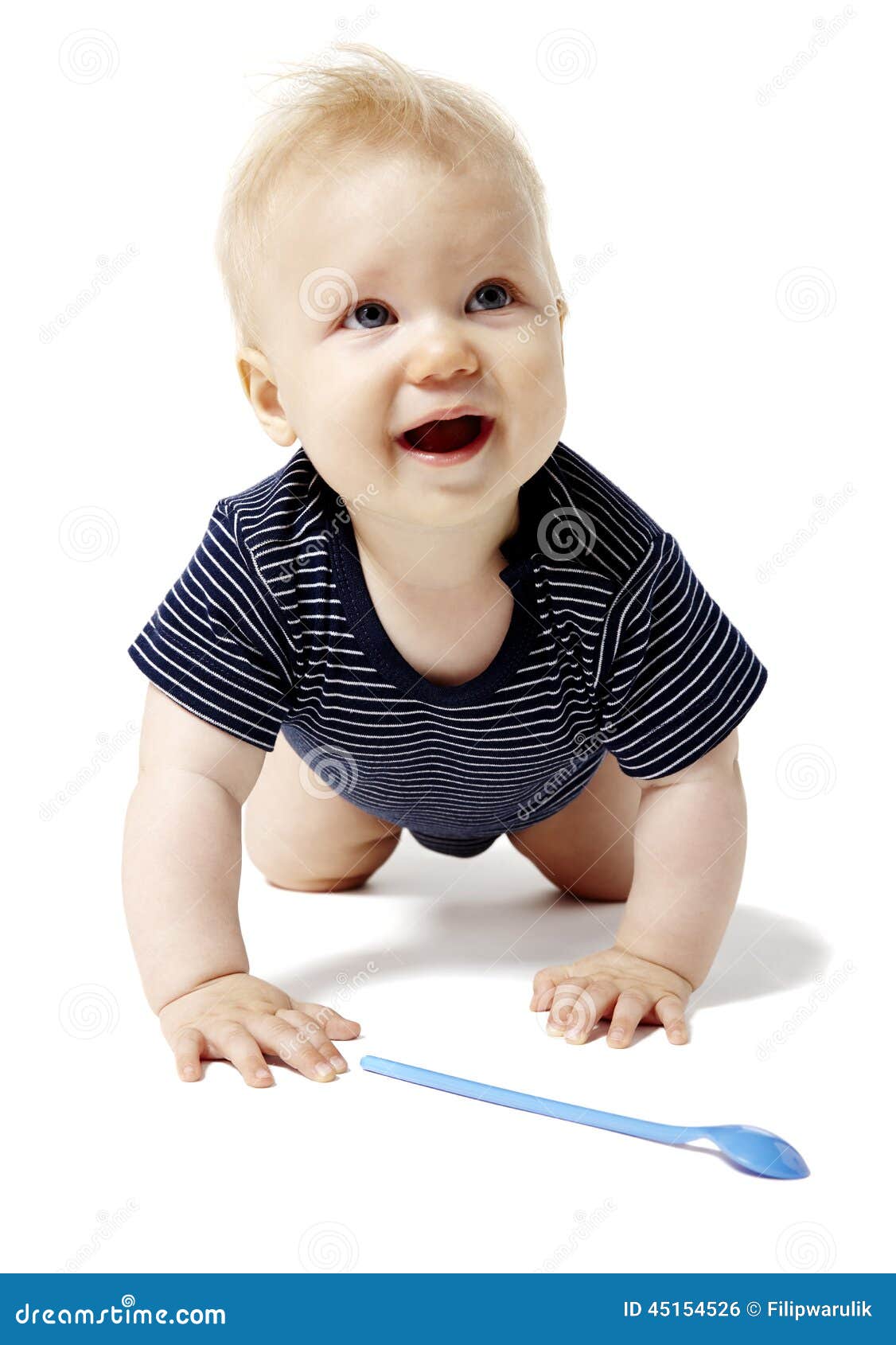 Happy Baby Crawling on Knees Stock Photo - Image of human, daughter ...