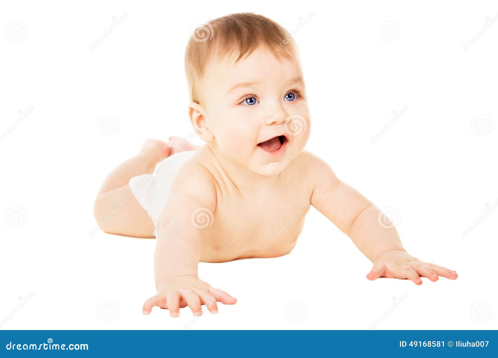 Happy baby creeps stock image. Image of newborn, lying - 49168581