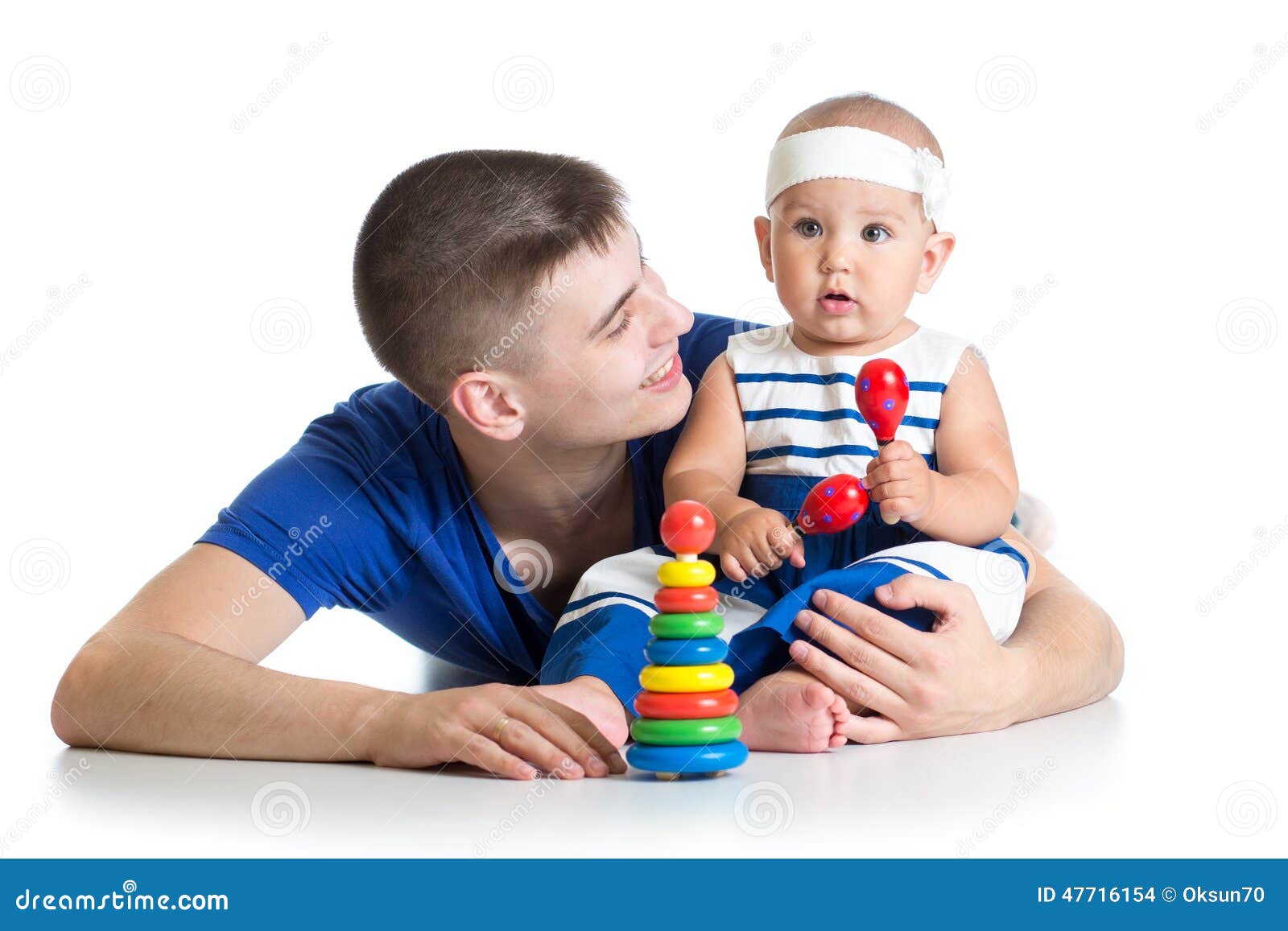 Happy Baby and Dad Play Together Stock Photo - Image of musical, little ...