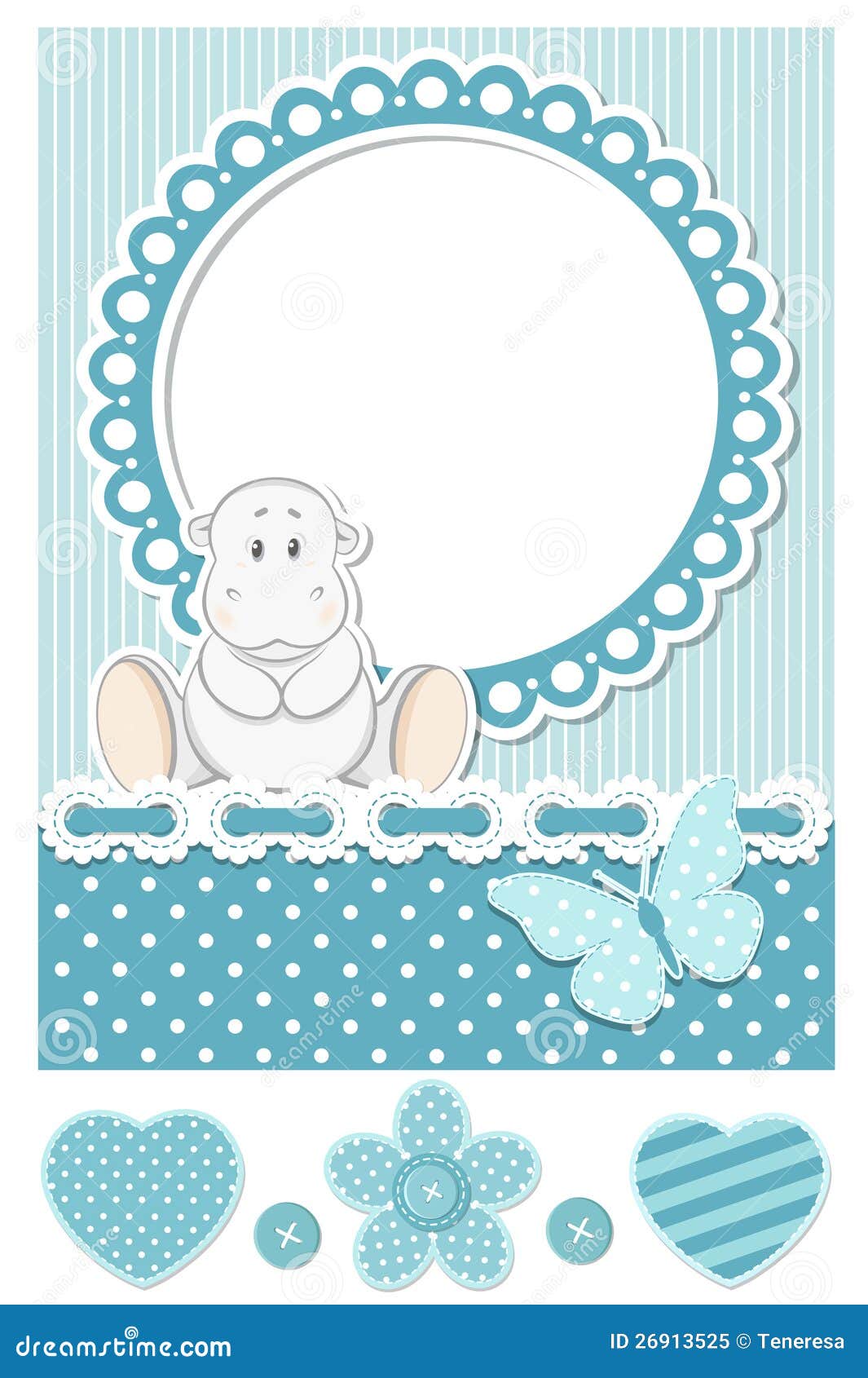 Happy Baby Hippo Blue Scrapbook Set Stock Vector - Illustration of ...