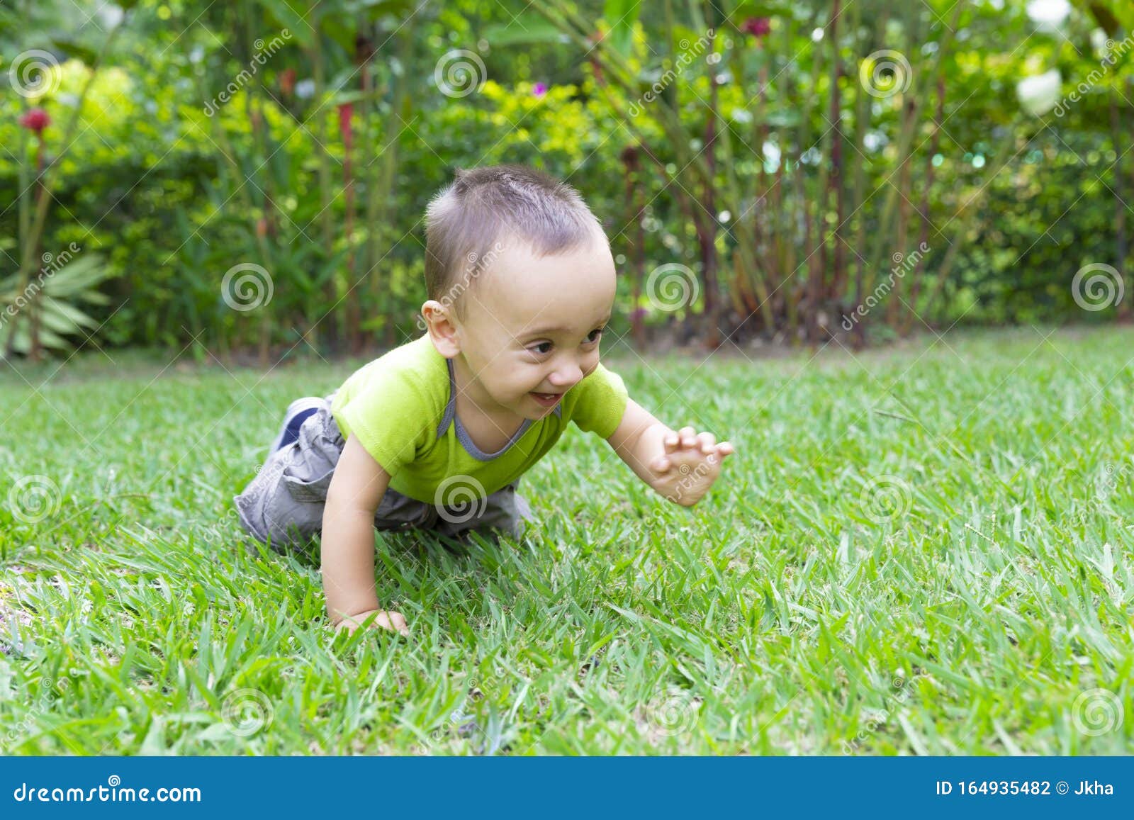 Happy Baby Learning To Crawl Stock Photo - Image of children, education ...