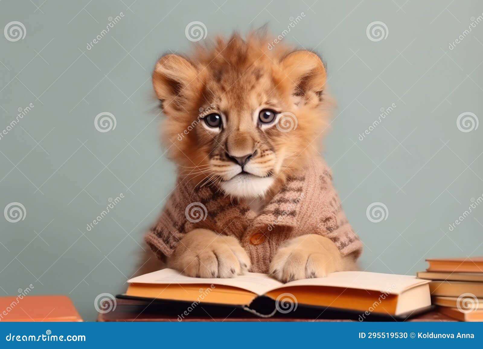 A Happy Baby Lion in Student Clothes Ready To Study Stock Illustration ...