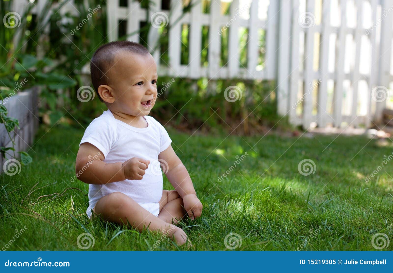 Happy Baby Outside stock image. Image of outside, yard - 15219305