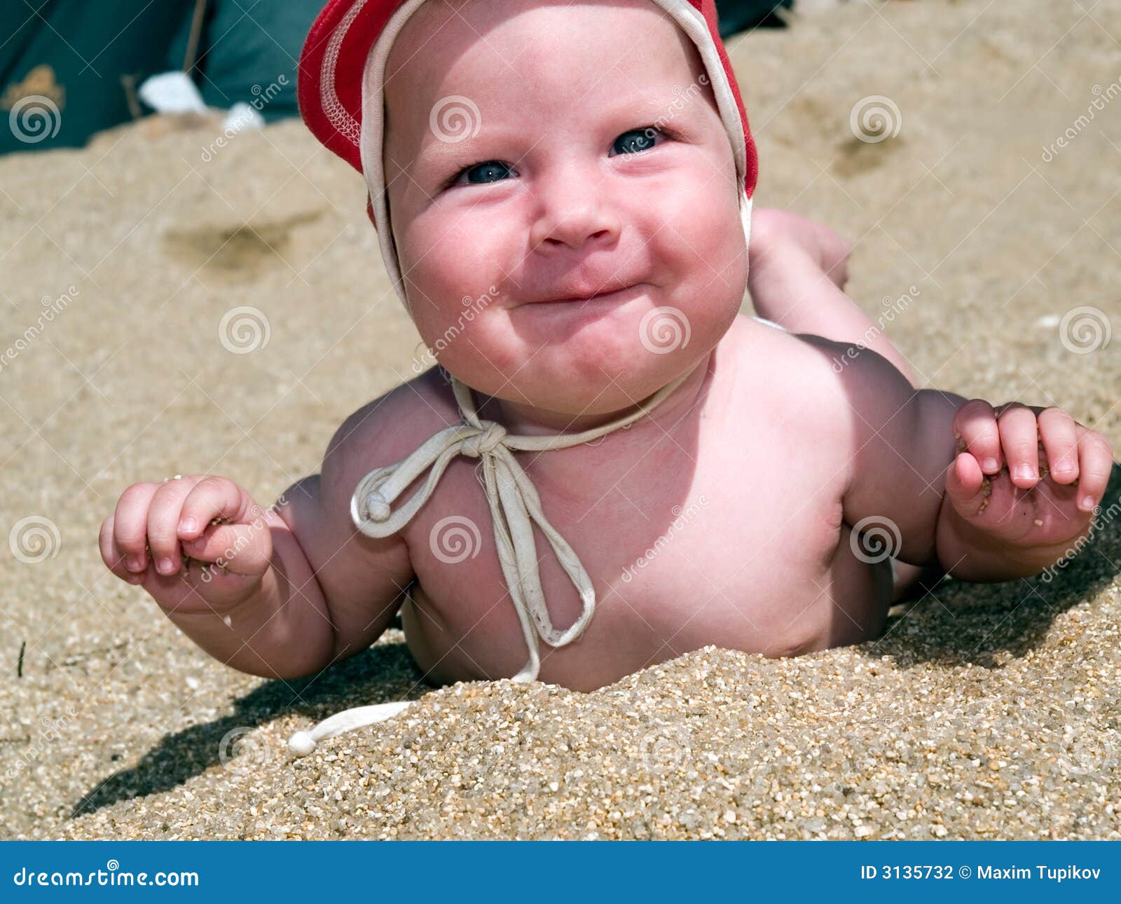 Happy Baby on the Sand Beach Stock Photo - Image of beautiful, beauty ...