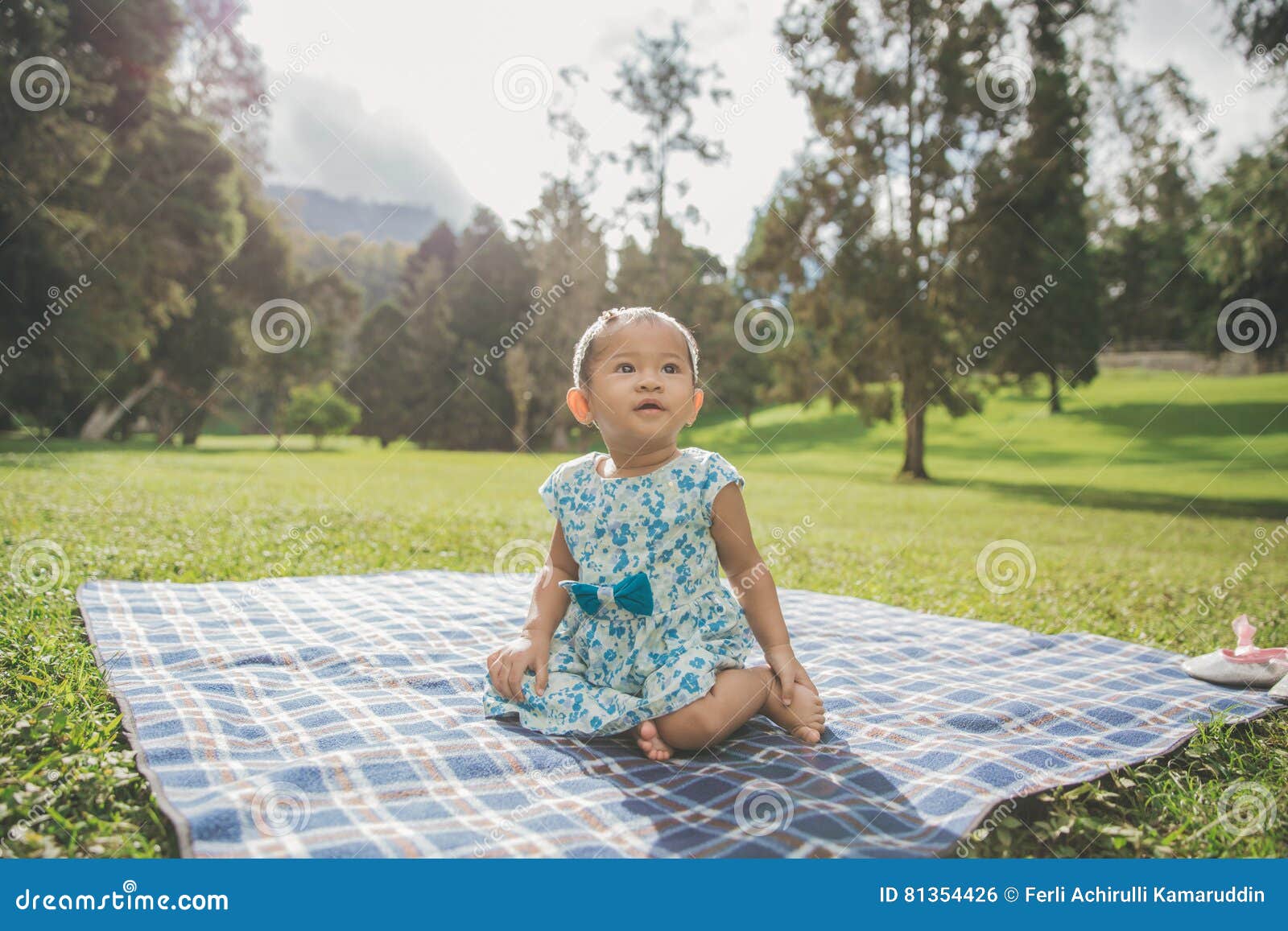 Happy Baby Sitting in the Park Stock Photo - Image of park, infant ...