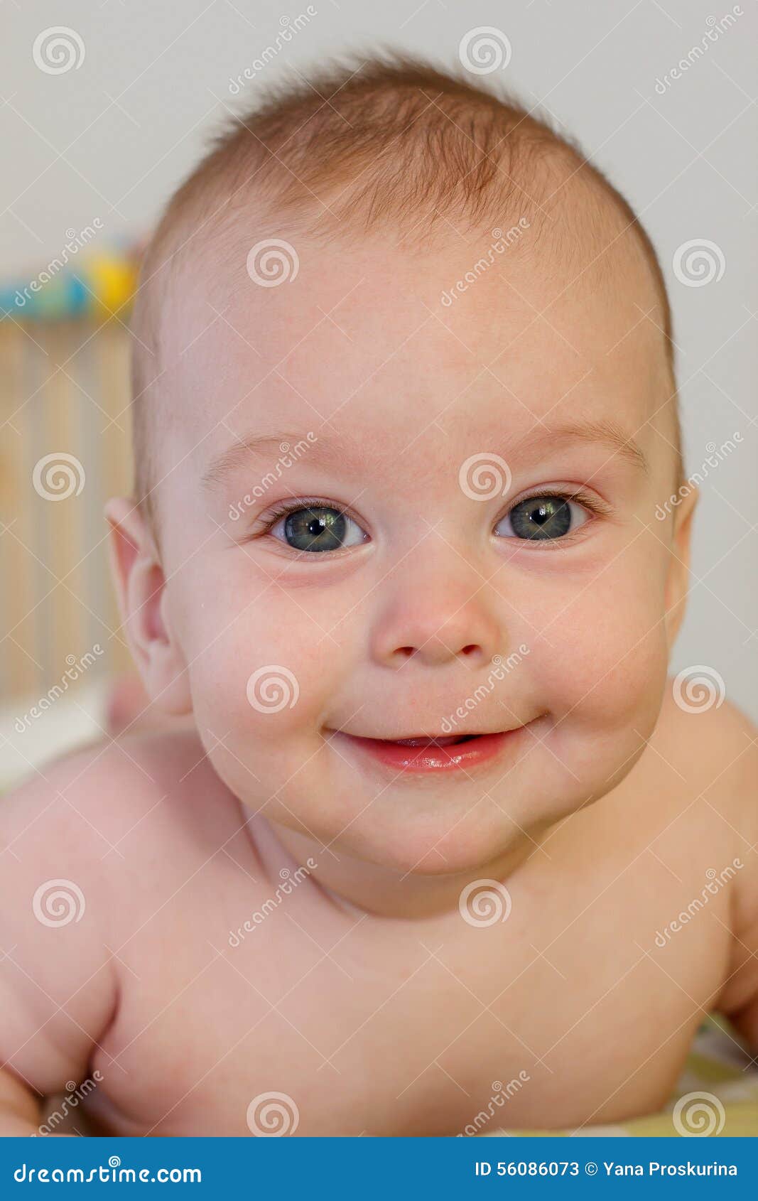 Happy Baby Smiling with Open Eyes Stock Image - Image of eyes, open ...