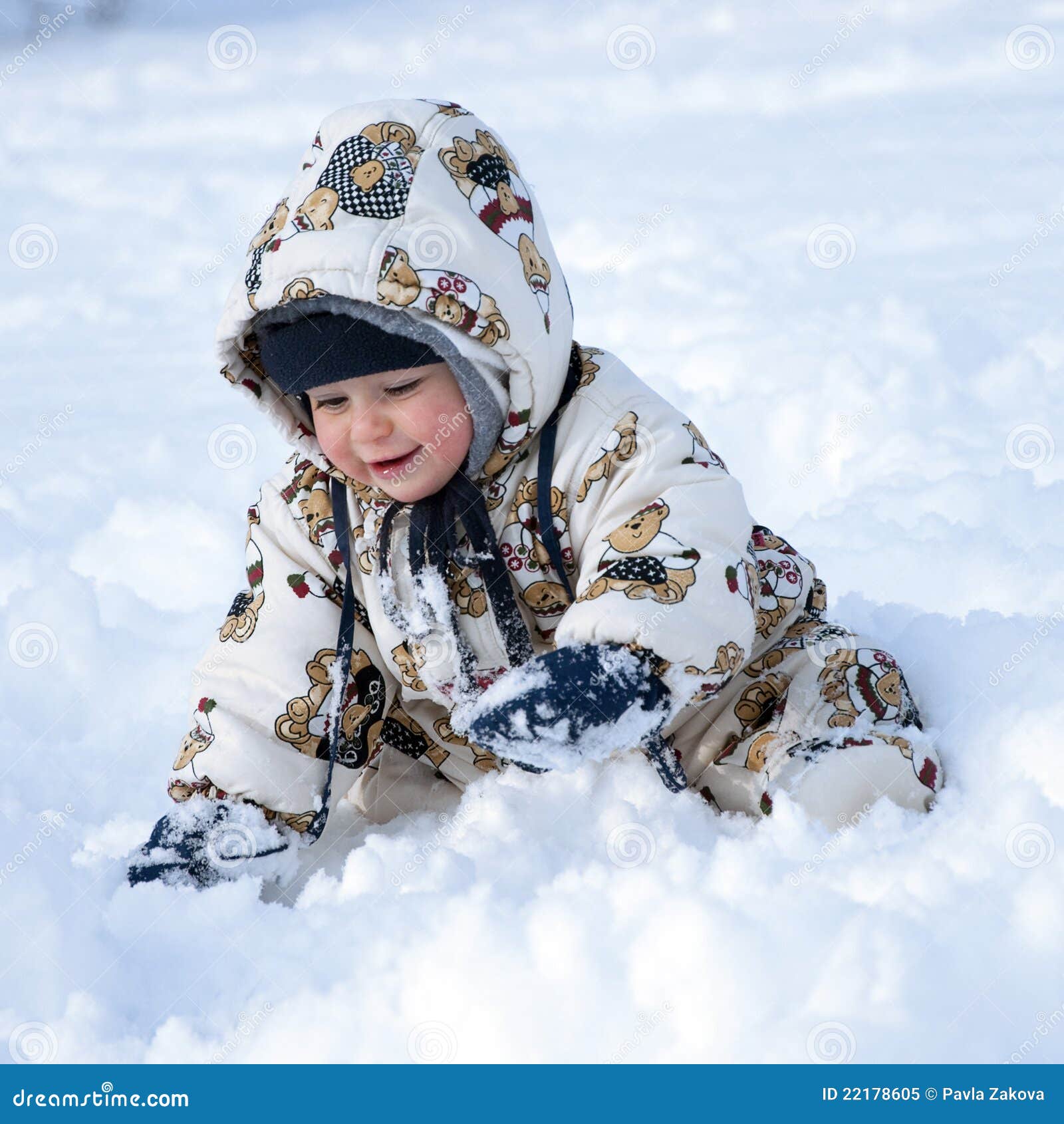Happy baby in snow stock image. Image of cold, playground - 22178605