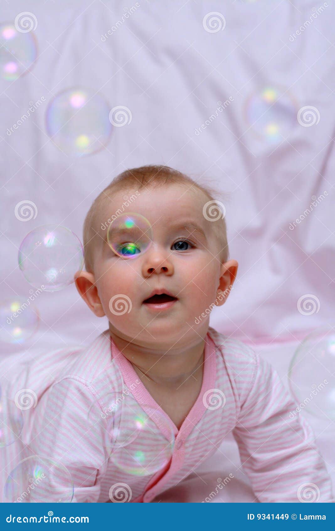 Happy Baby and Soap Bubbles Stock Image - Image of relax, expressive ...