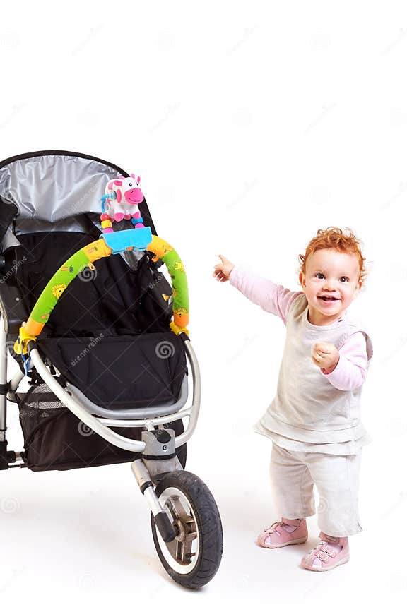 Happy baby and stroller stock image. Image of babies, happy - 2933179