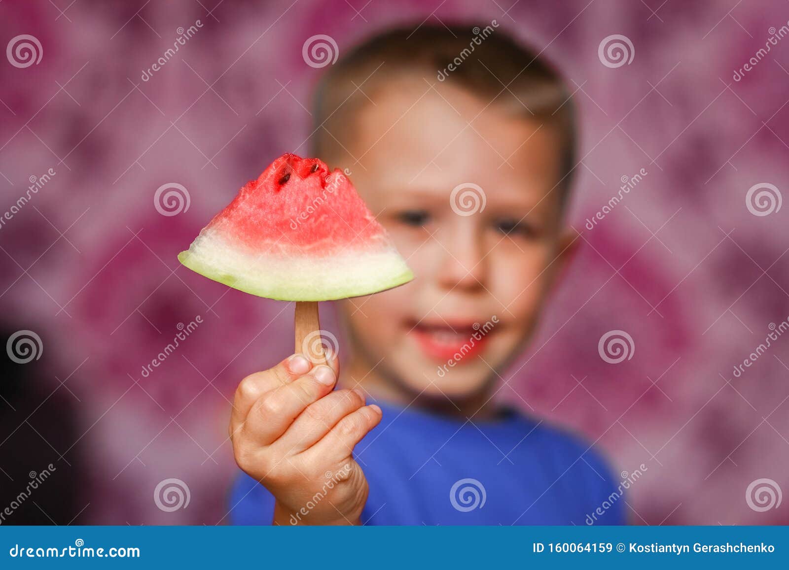 Happy Baby with Watermelon at Home Stock Image - Image of child ...