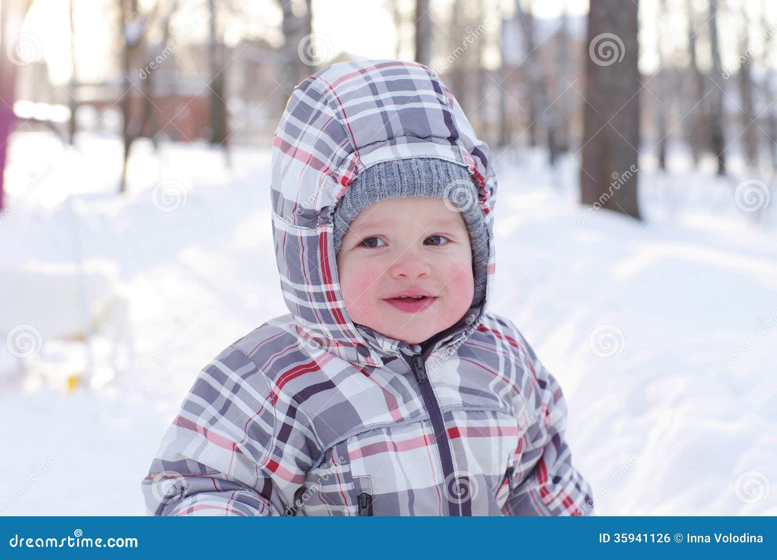 Happy baby in winter stock photo. Image of child, snowing - 35941126
