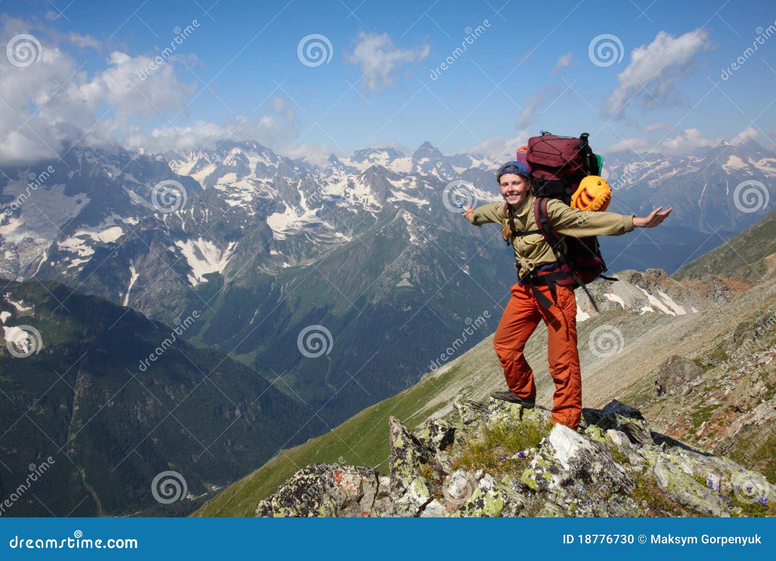 Backpacker Girl Traveler Walk On Deserted Ocen Beach Royalty-Free Stock ...