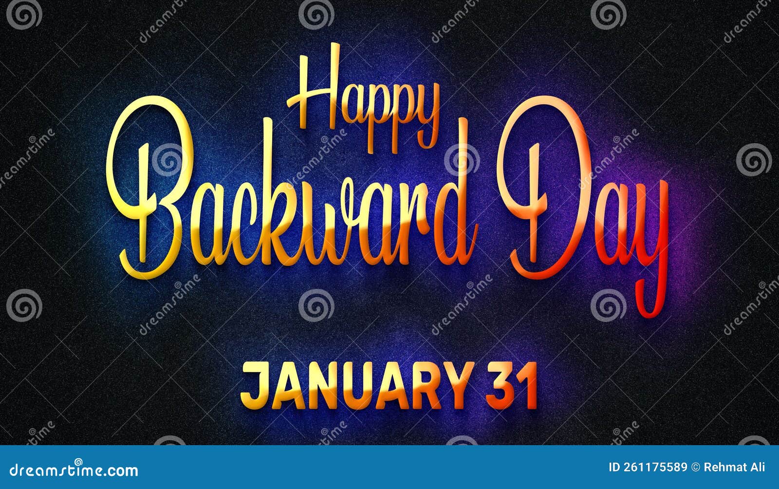 Happy Backward Day, January 31. Calendar of January Neon Text Effect ...
