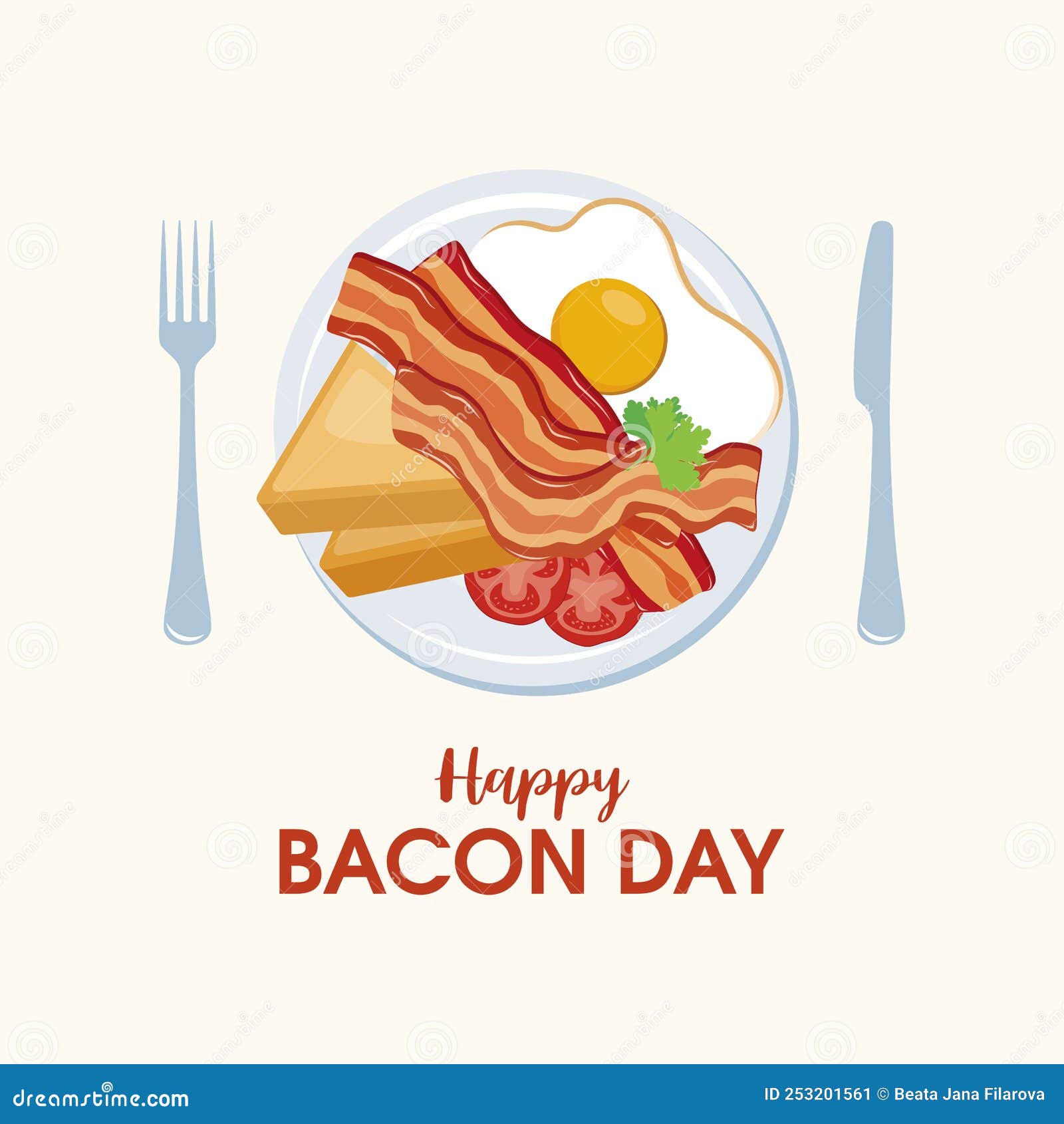 Happy Bacon Day vector stock vector. Illustration of cutlery - 253201561