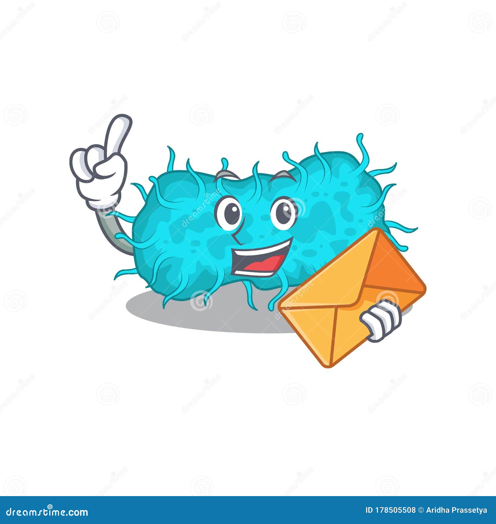 Happy Bacteria Prokaryote Mascot Design Concept with Brown Envelope ...