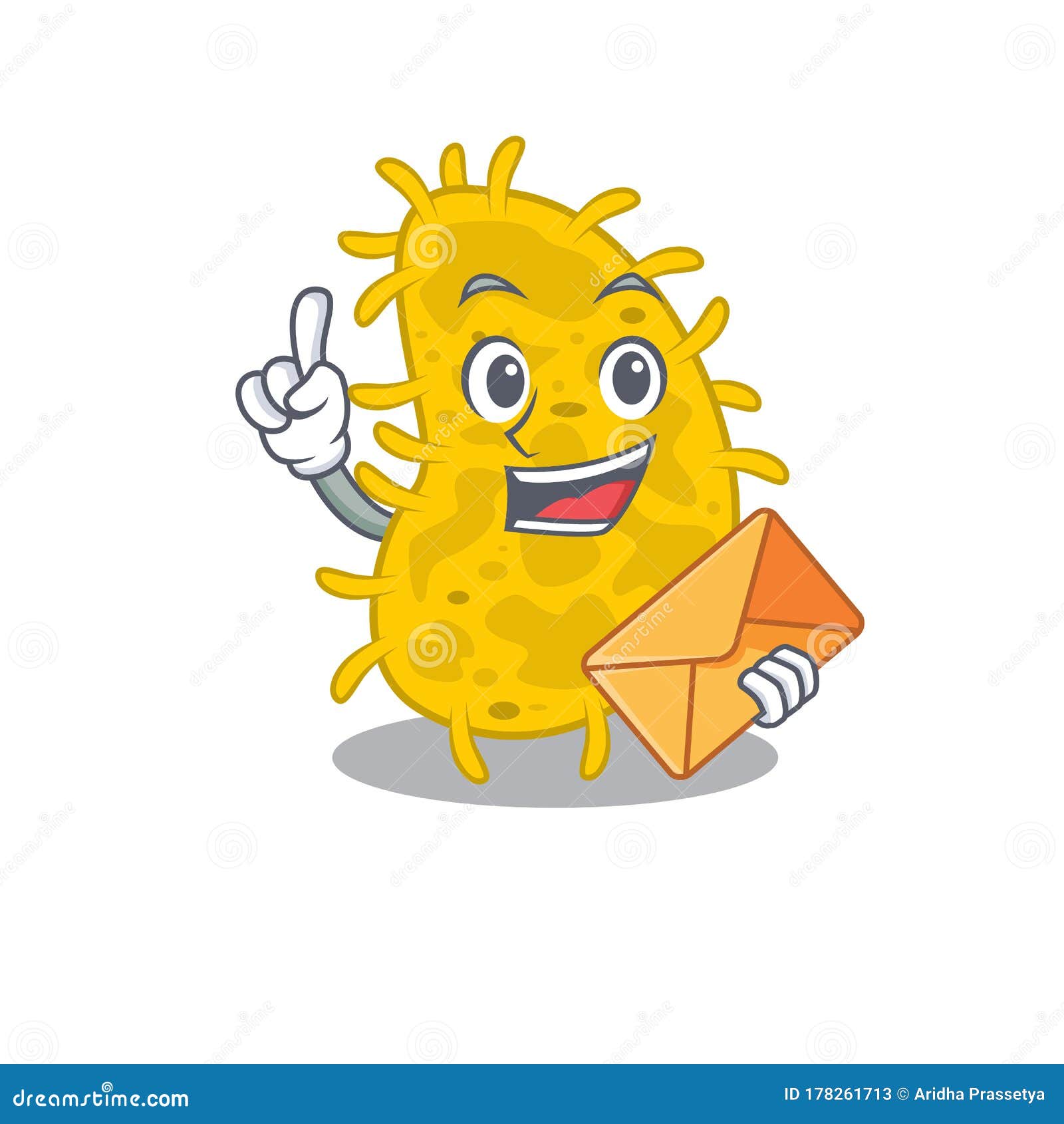 Happy Bacteria Spirilla Mascot Design Concept with Brown Envelope Stock ...