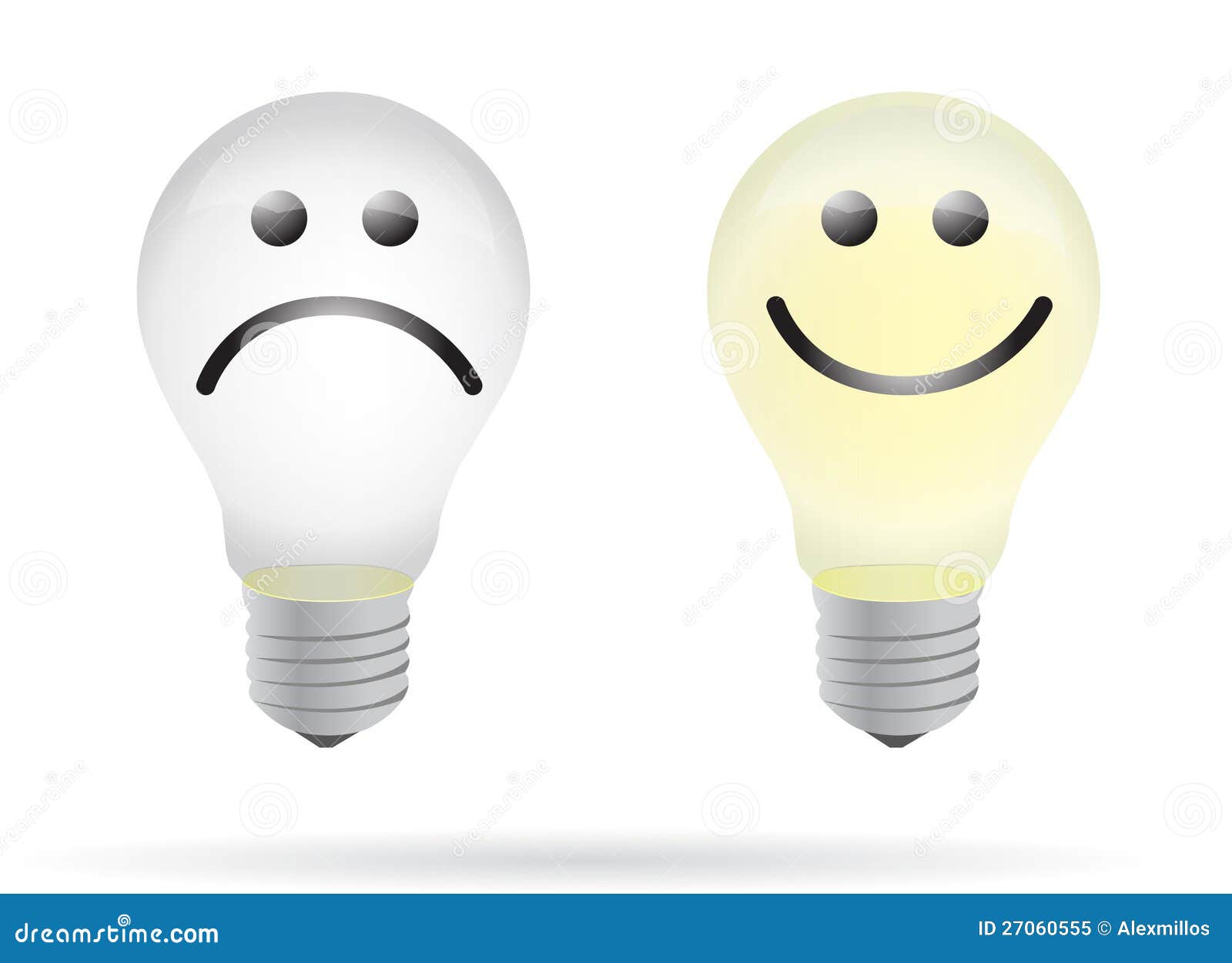 Happy and Bad Lightbulb Illustration Design Stock Illustration ...