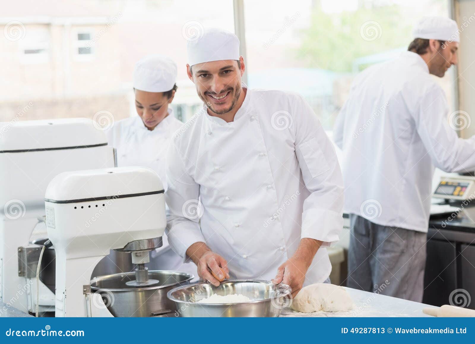 Happy Baker Smiling at Camera Stock Image - Image of hotel, kitchen ...