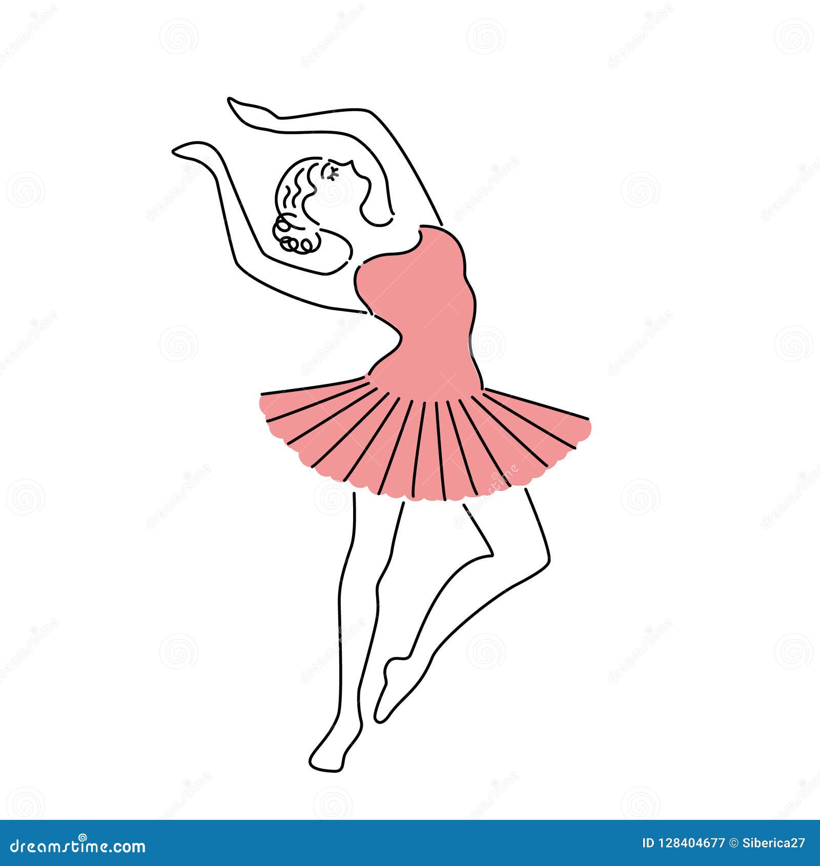 Happy Ballerina in Pink Dress Vector Illustration. Line Drawing Stock ... Happy Ballerina in Pink Dress Vector Illustration. Line Drawing Stock ...