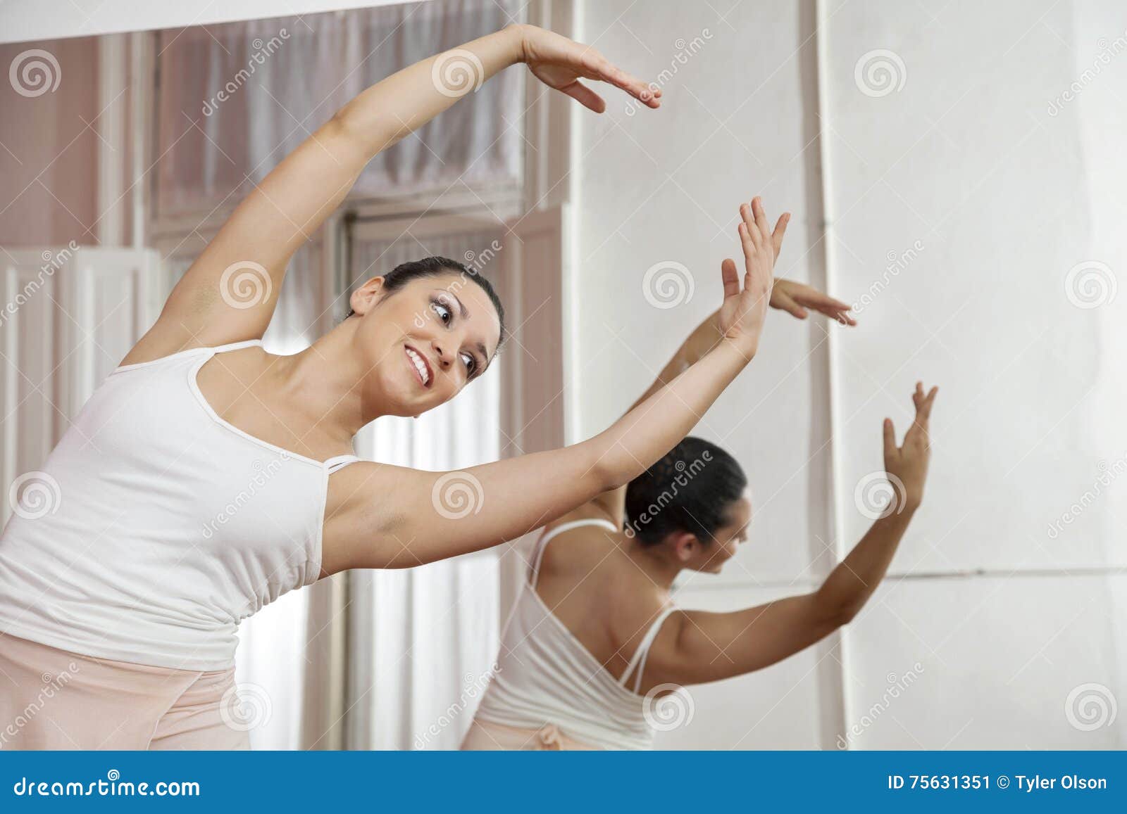 Happy Ballet Dance Performing in Studio Stock Image - Image of girl ...