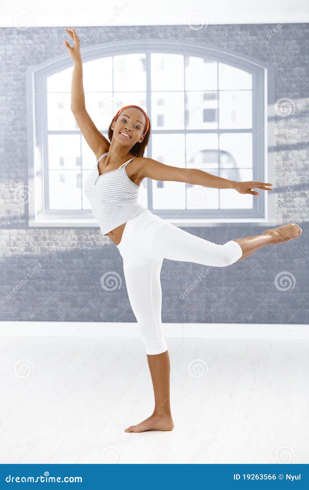 Happy Ballet Dancer in Pose Stock Photo - Image of female ...