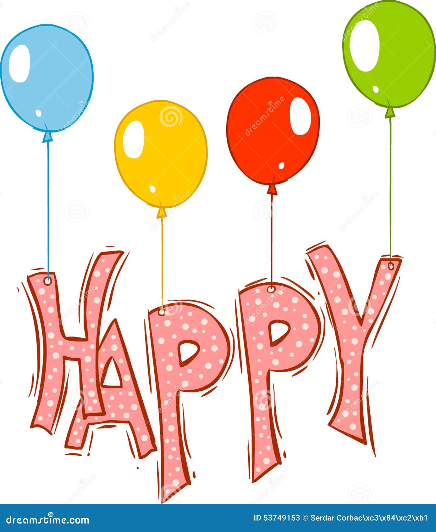 Happy ballons stock vector. Illustration of cheerful - 53749153