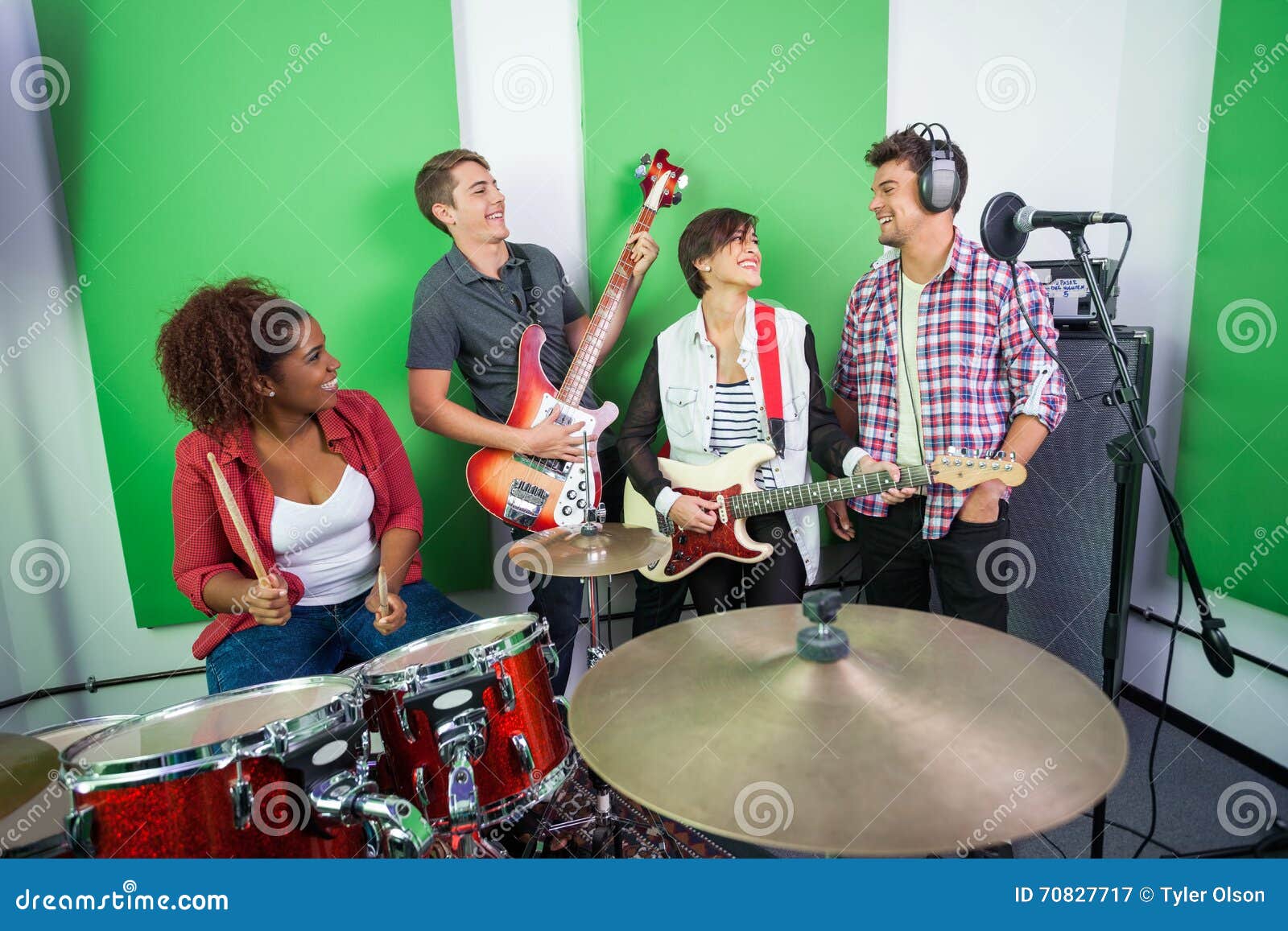 Happy Band Members Performing Together Stock Image - Image of male ...