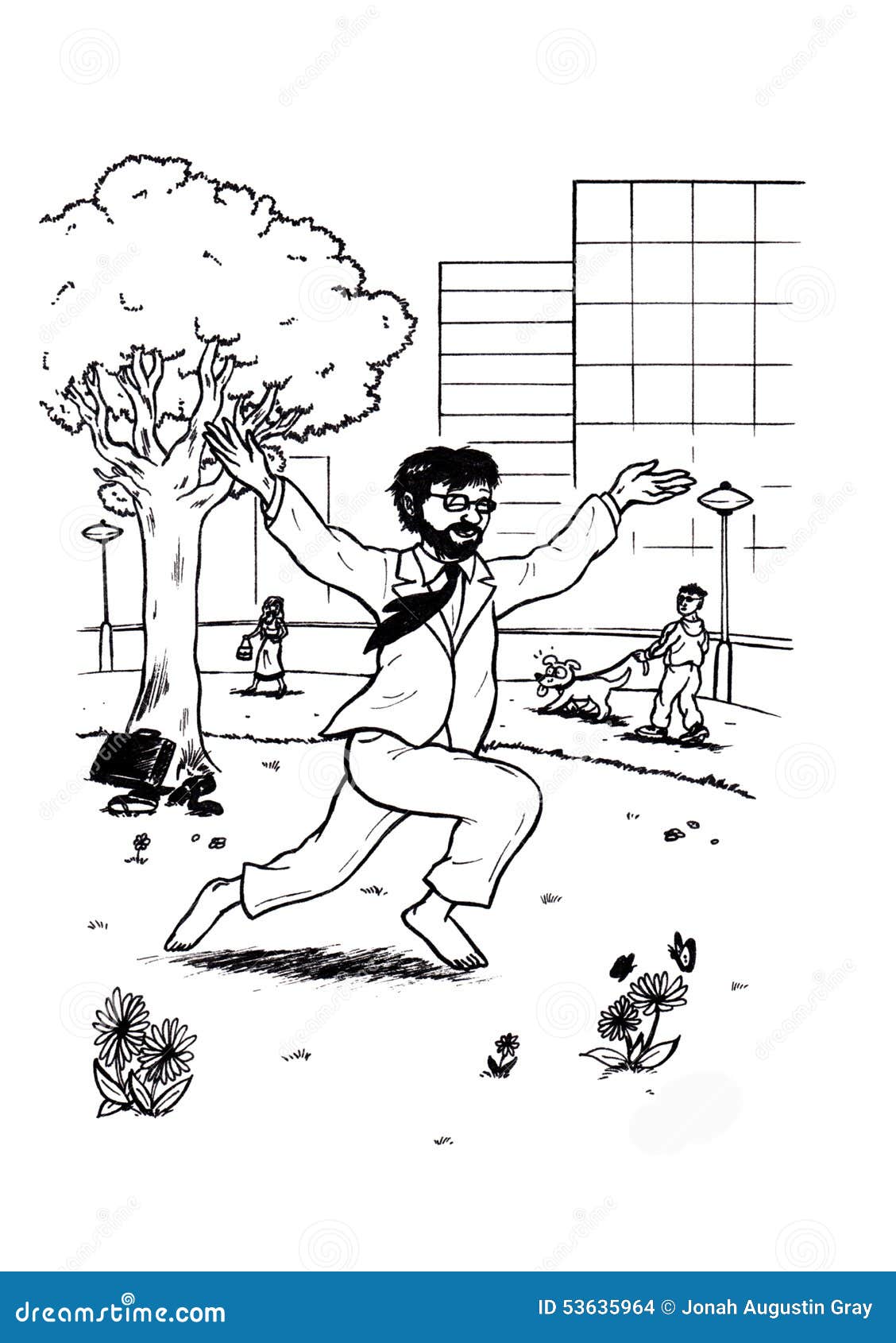 Happy Barefoot Man Splashing And Playing With Water In Hot Summer Time ...