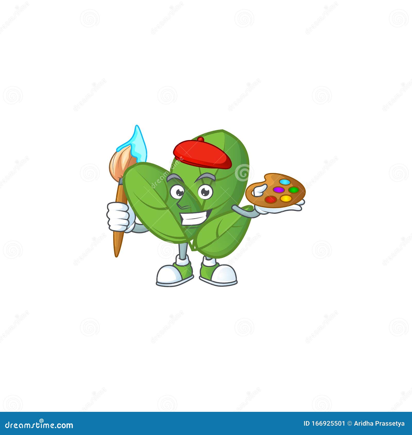 Happy Basil Painter Cartoon Icon with Brush Stock Vector - Illustration ...