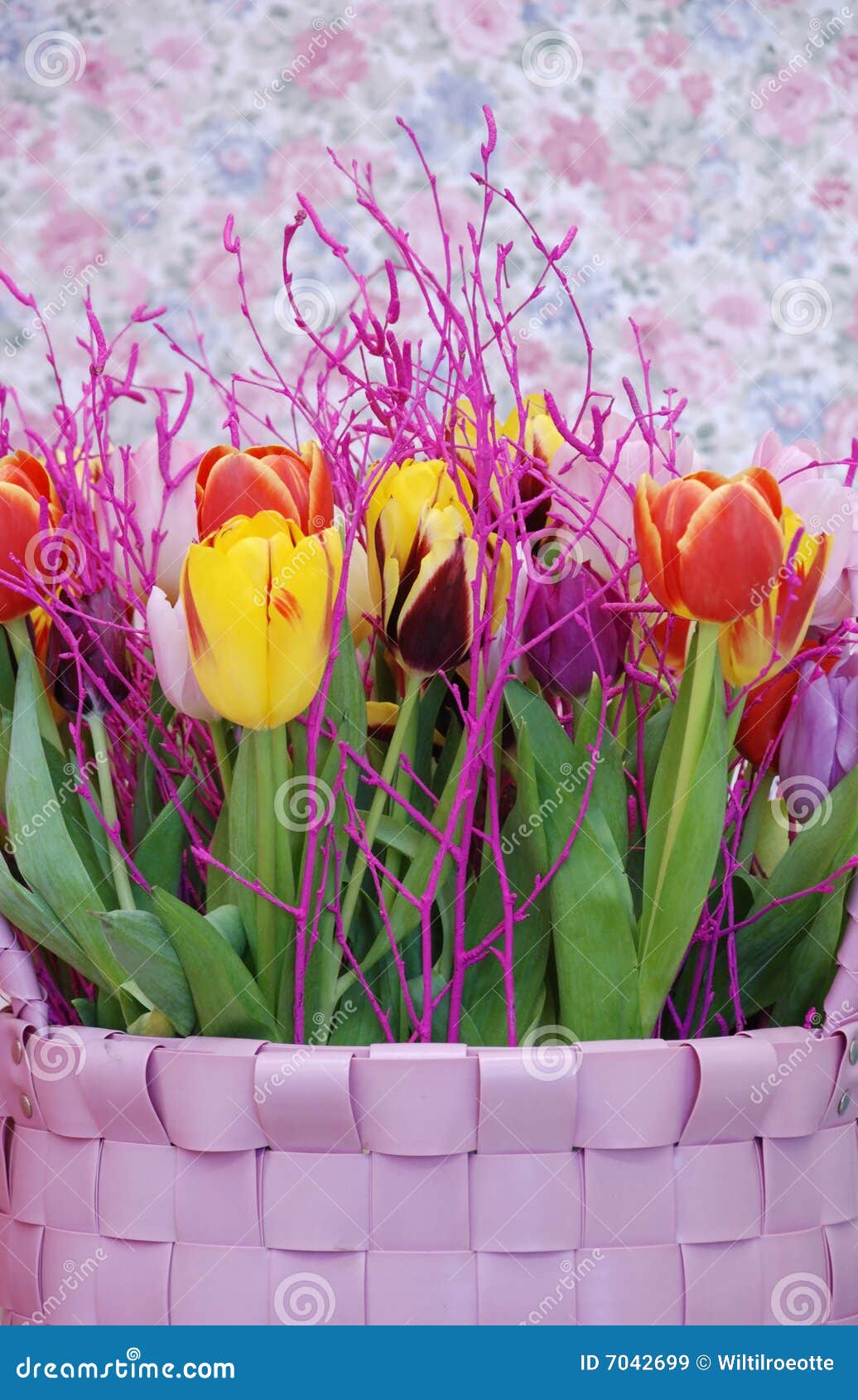 Happy Basket Spring Bouquet Stock Image - Image of party, arrangement ...
